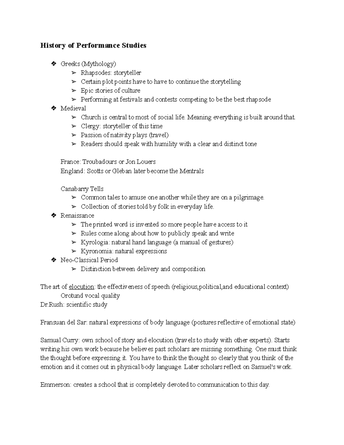 Performance Studies Notes - History of Performance Studies Greeks ...