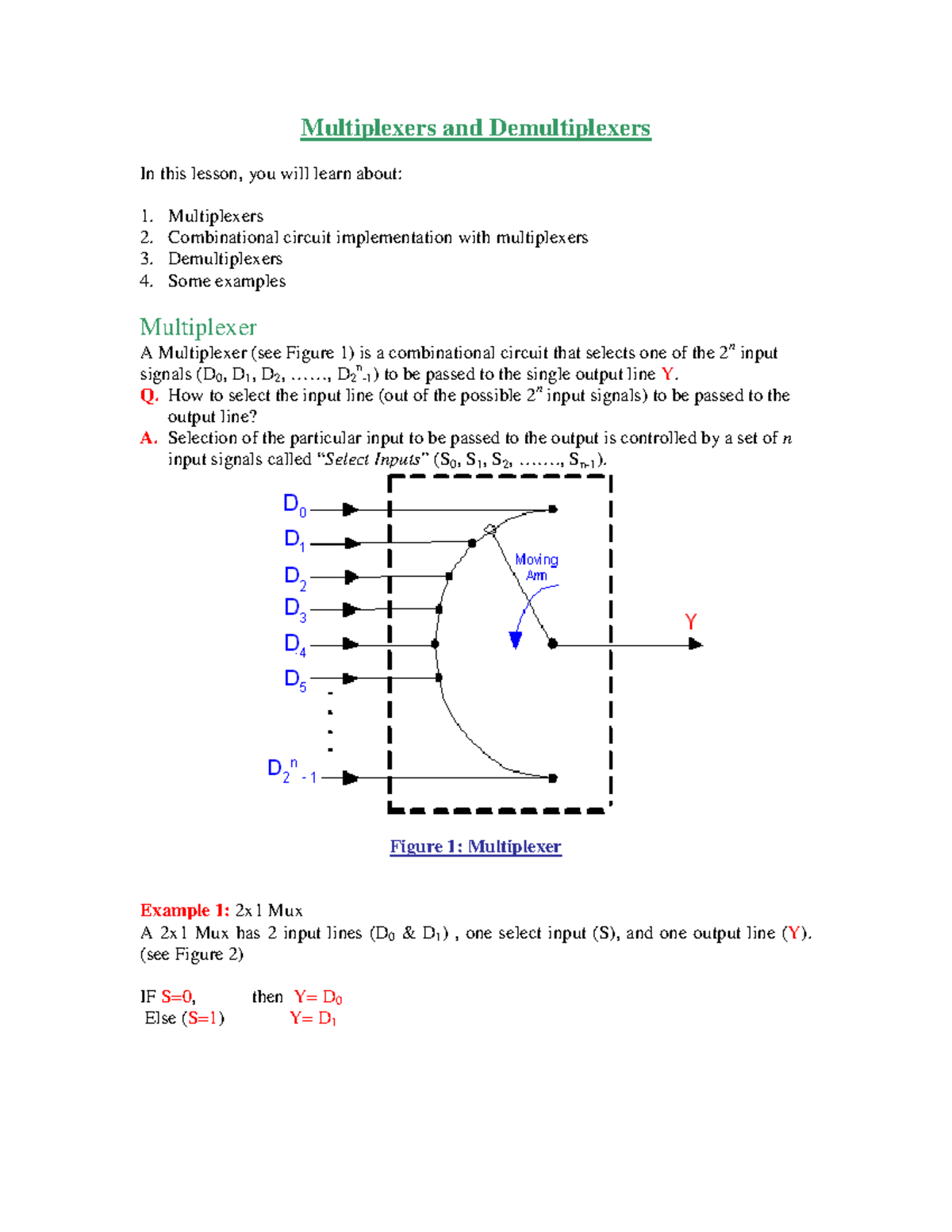 Lesson 3 5 - all - Multiplexers and Demultiplexers In this lesson, you ...