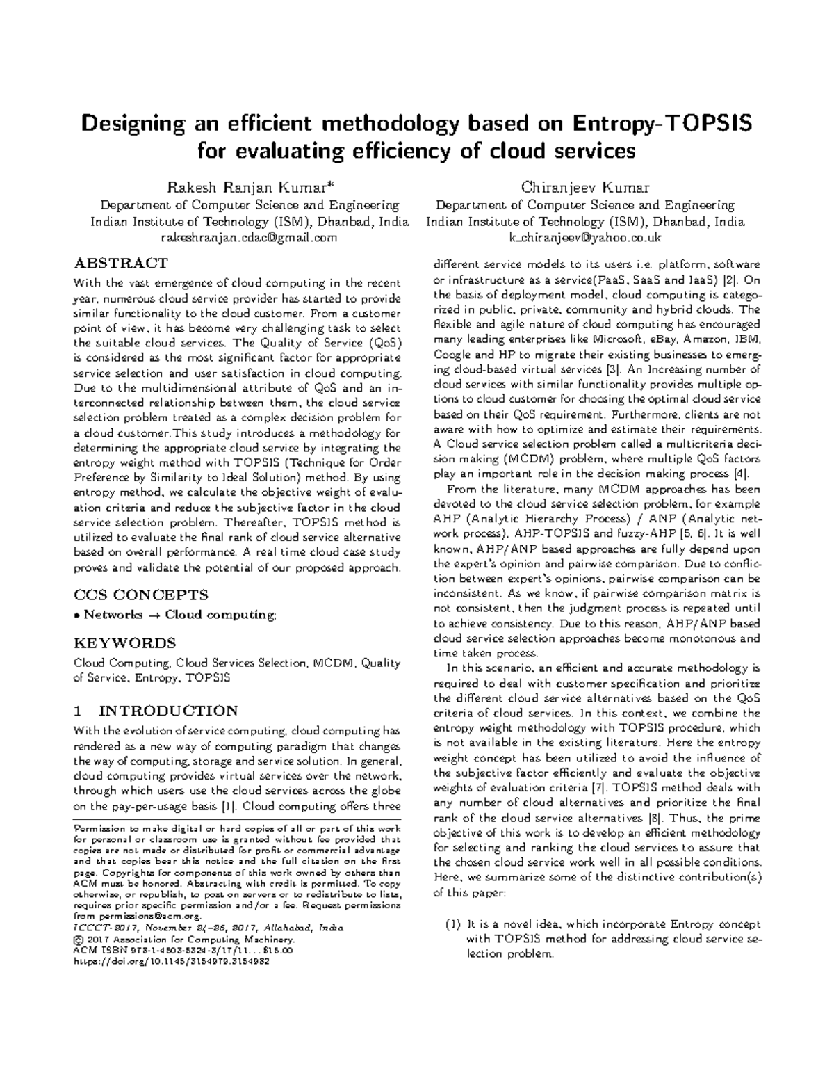 Designing An Efficient Methodology Based On Entropy Topsis Designing An Efficient Methodology