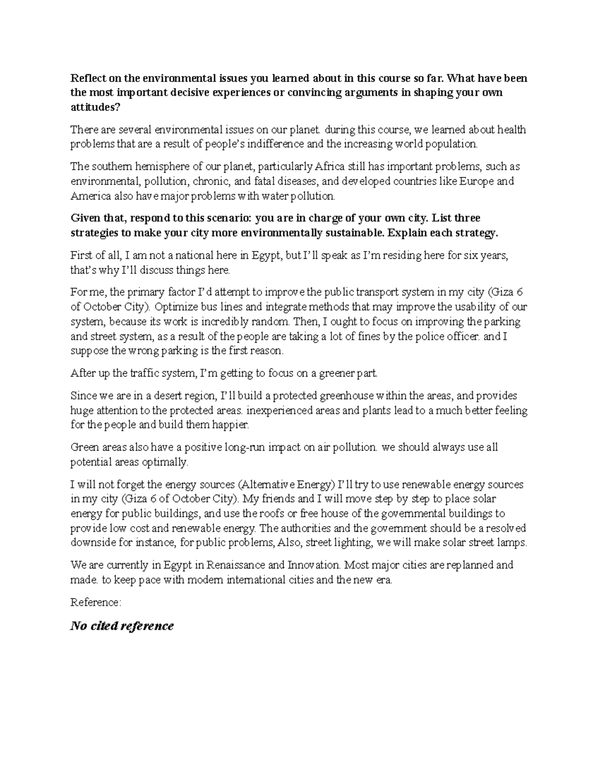 Learning Journal 8 - Term 1 - Reflect on the environmental issues you ...