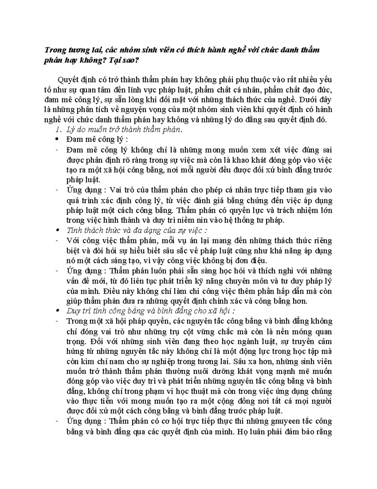 Nghề luật - huhhu - Trong tương lai, các nhóm sinh viên có thích hành ...