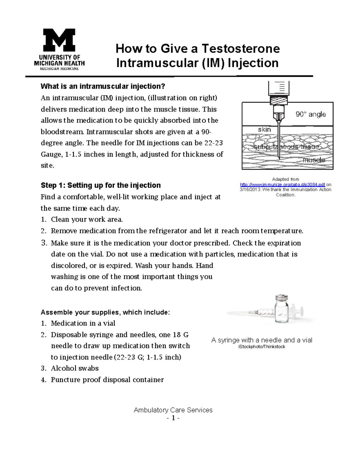 IMself Injection Testo - Ambulatory Care Services How to Give a ...