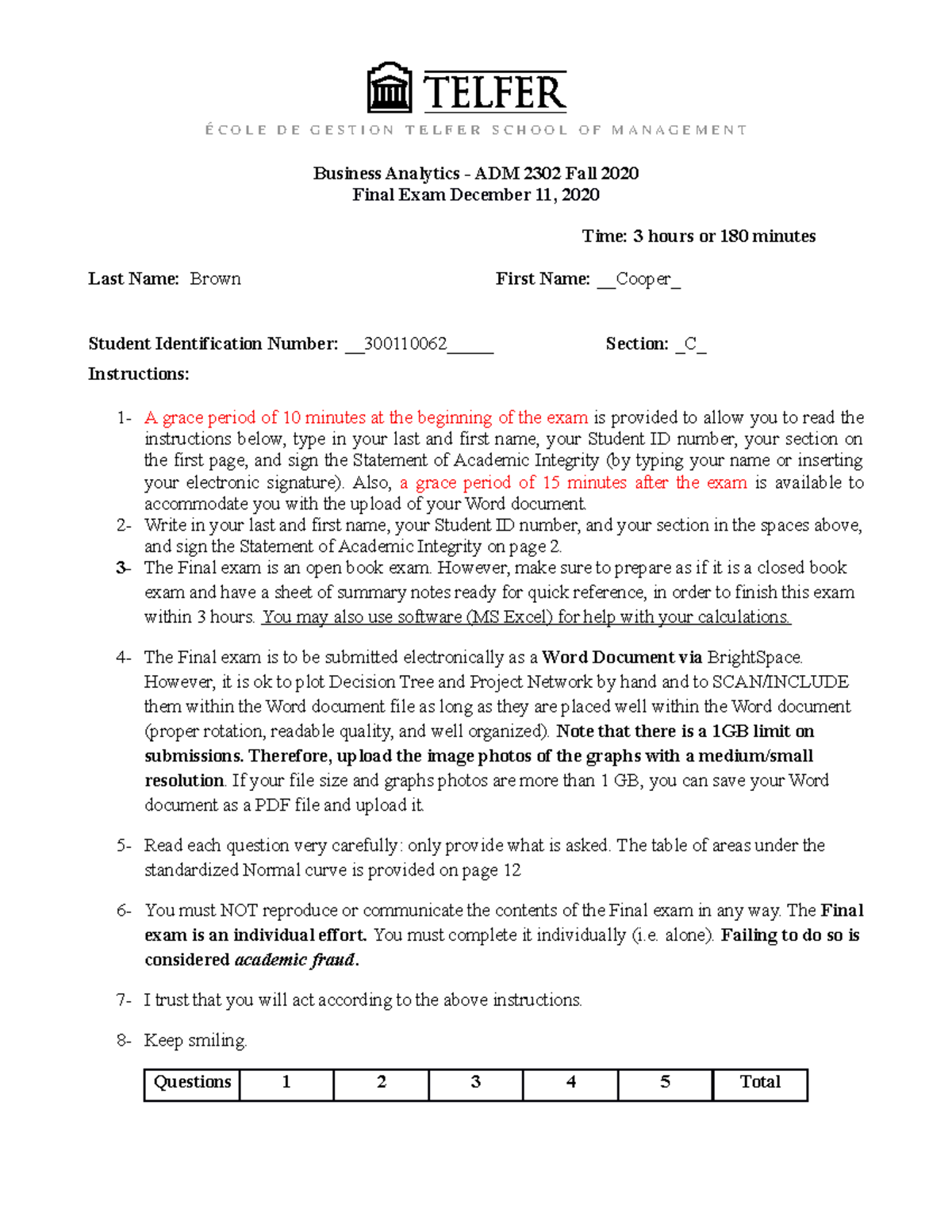 Business Analytics Final Exam: Graphical Method and Sensitivity ...
