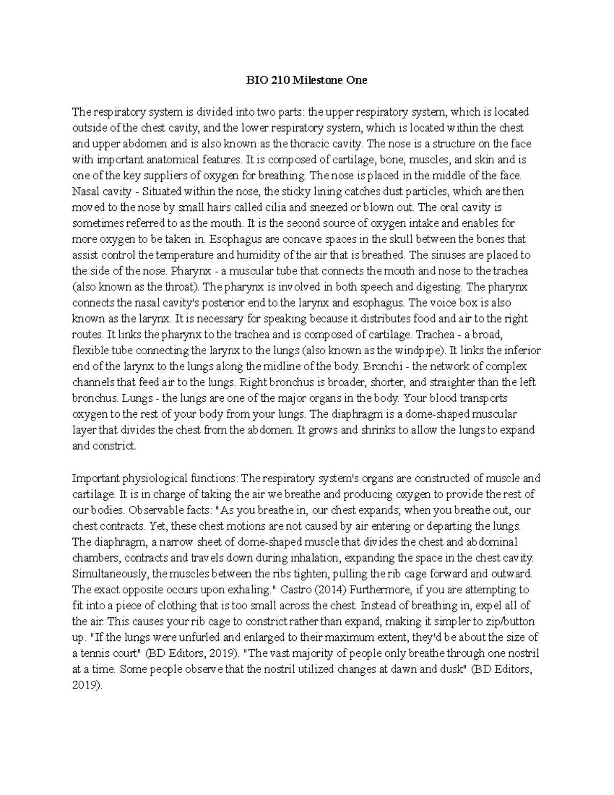 BIO 210 Milestone One - Hope use can use this as a guide - BIO 210 ...