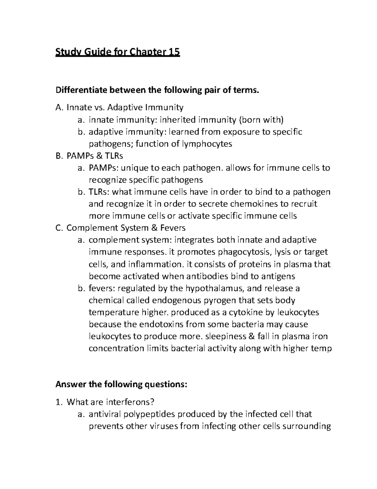 Study guide(Ch15) - Study Guide for Chapter 15 Differentiate between ...