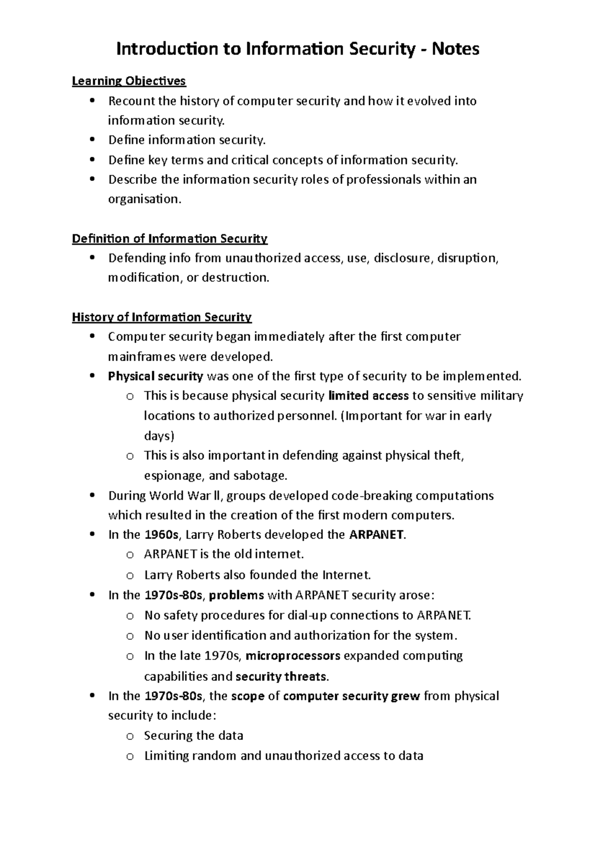 Chapter 1 - Introduction to Information Security Notes - Learning ...