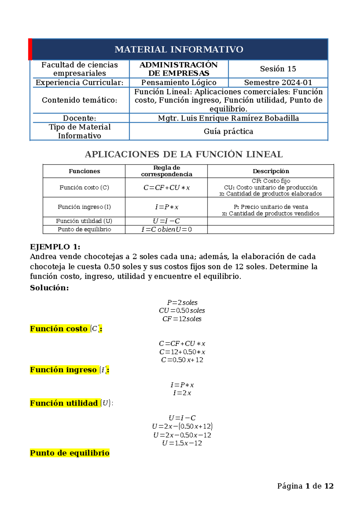 Resolución- Pensamiento Lógico- Material informativo - Sesión 15 ...