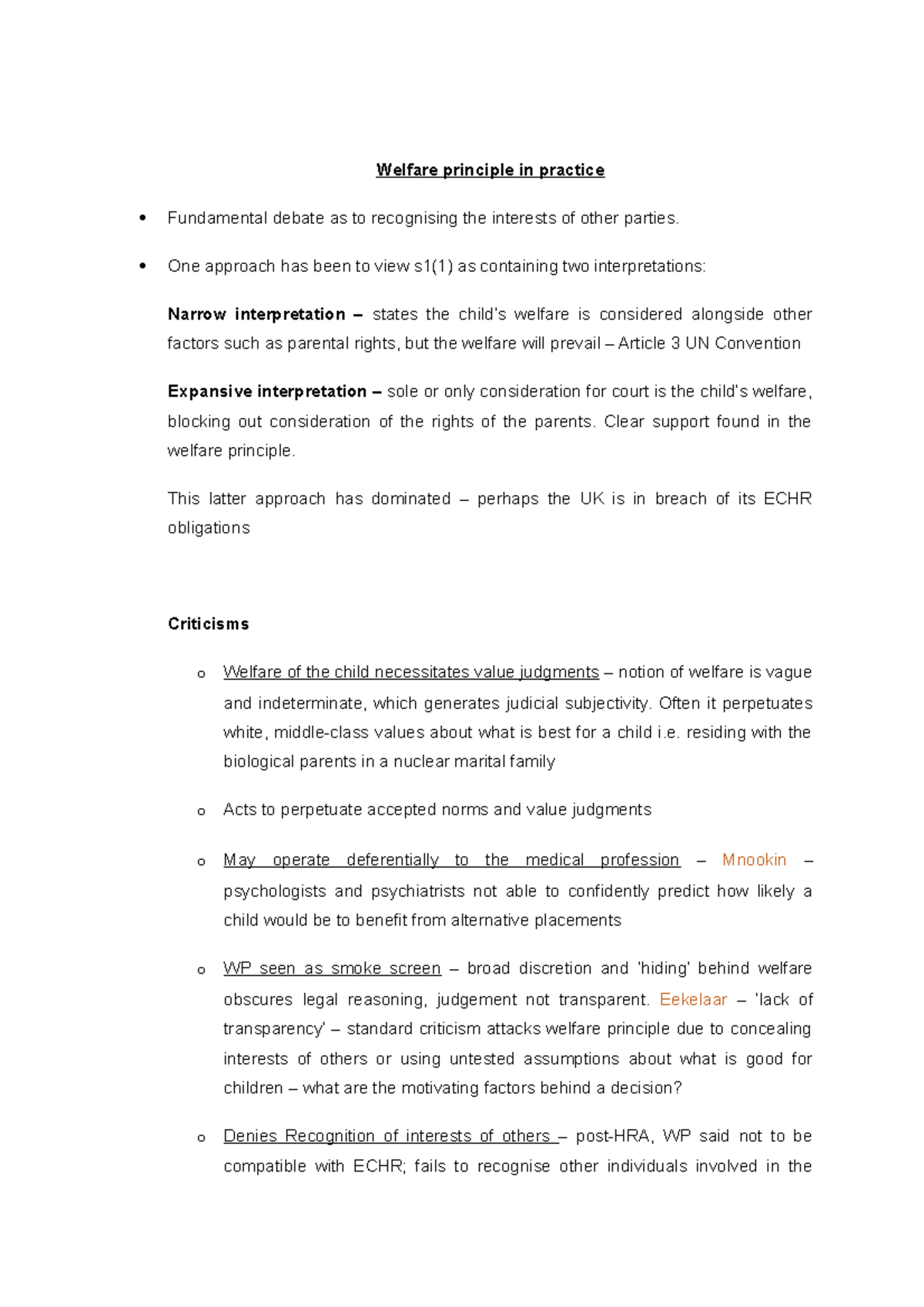 Welfare principle in practice - One approach has been to view s1(1) as ...