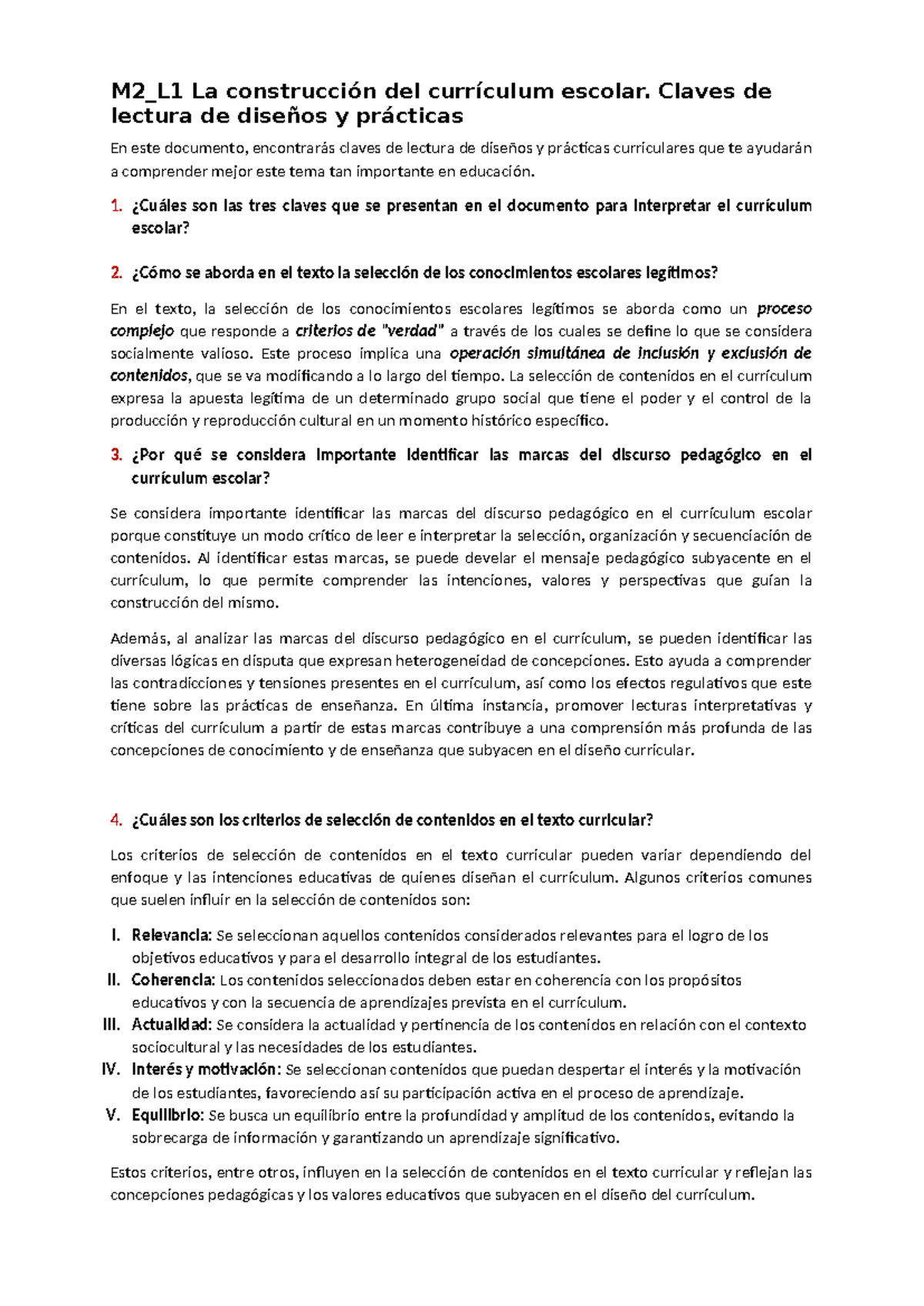 M2 L1 La construcción del currículum escolar. Claves de lectura de ...