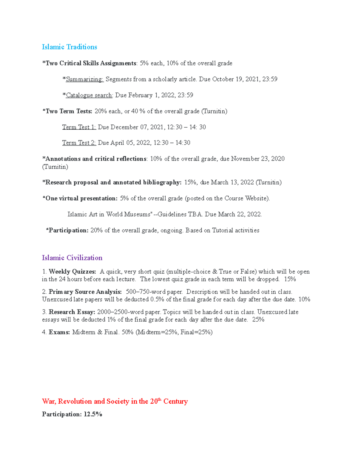 Course Outlines for HIST 1010 , HUMA 1845, HIST 2790 & Intro to ...