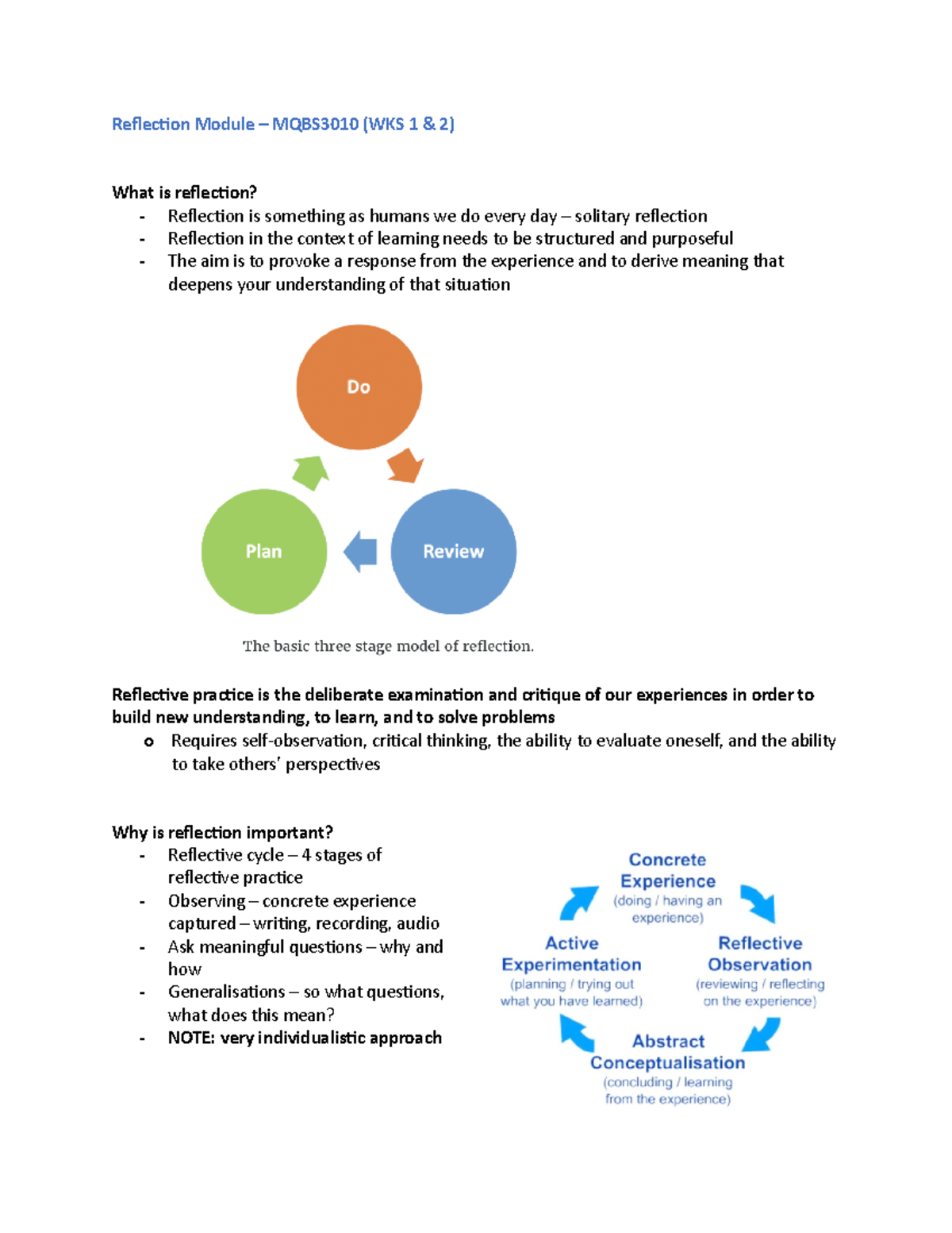 Reflection Module - Gaining other perspectives, or explaining your ...