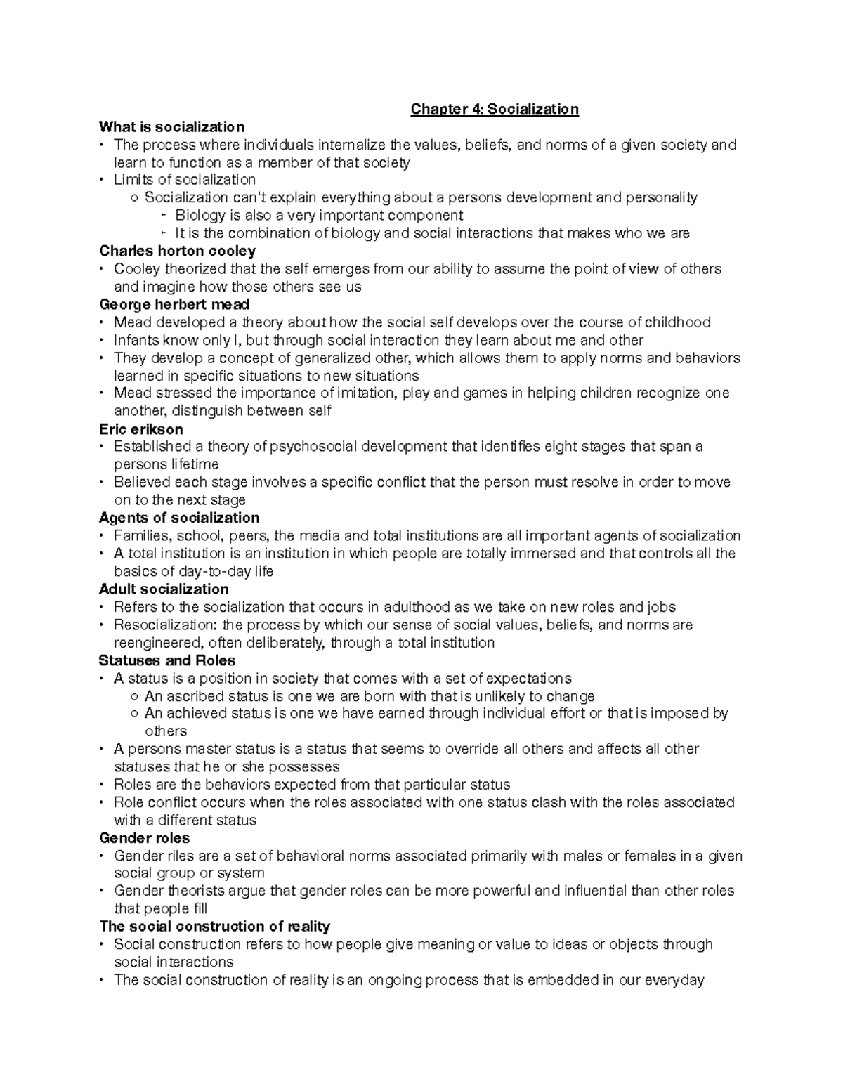 Ch. 4 socialization - Prof: Jahanshahi - Chapter 4: Socialization What ...