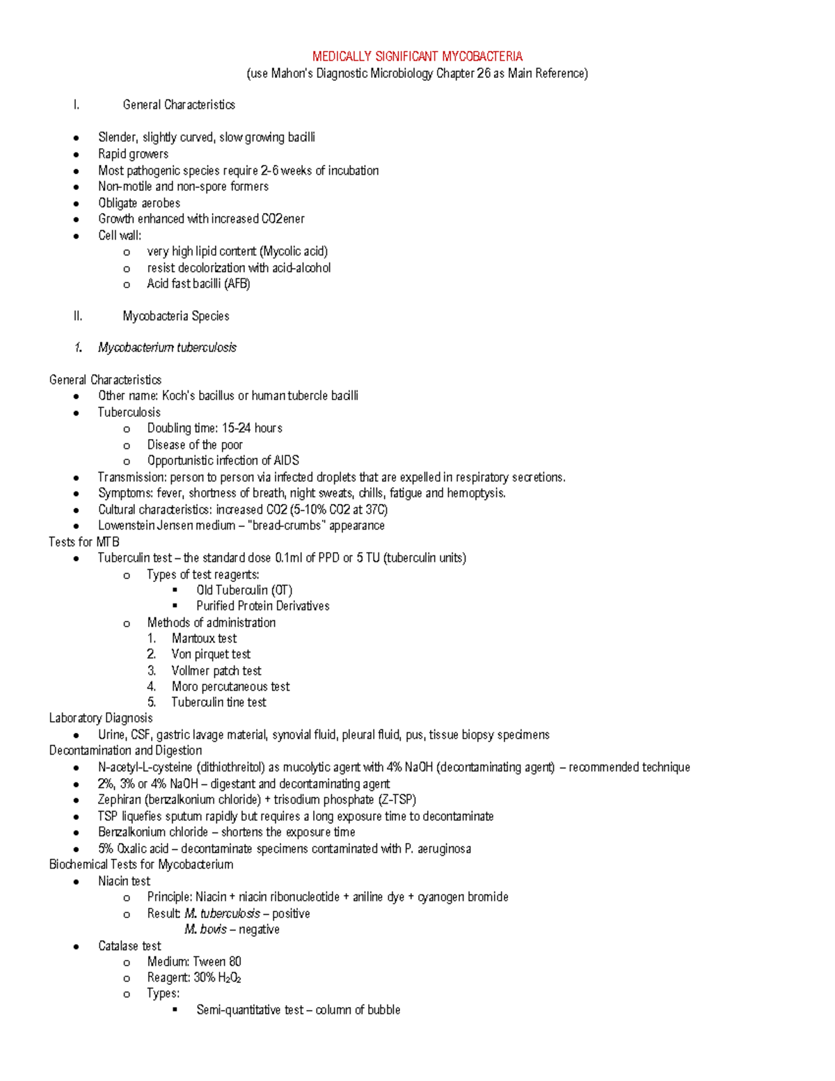 Medically Significant Mycobacteria - MEDICALLY SIGNIFICANT MYCOBACTERIA ...