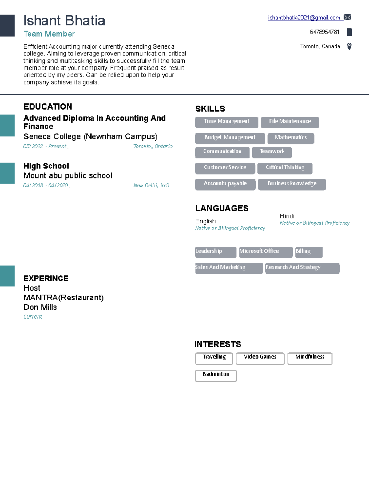 Ishant's Resume - Stakeholders assignment needed - Ishant Bhatia ...