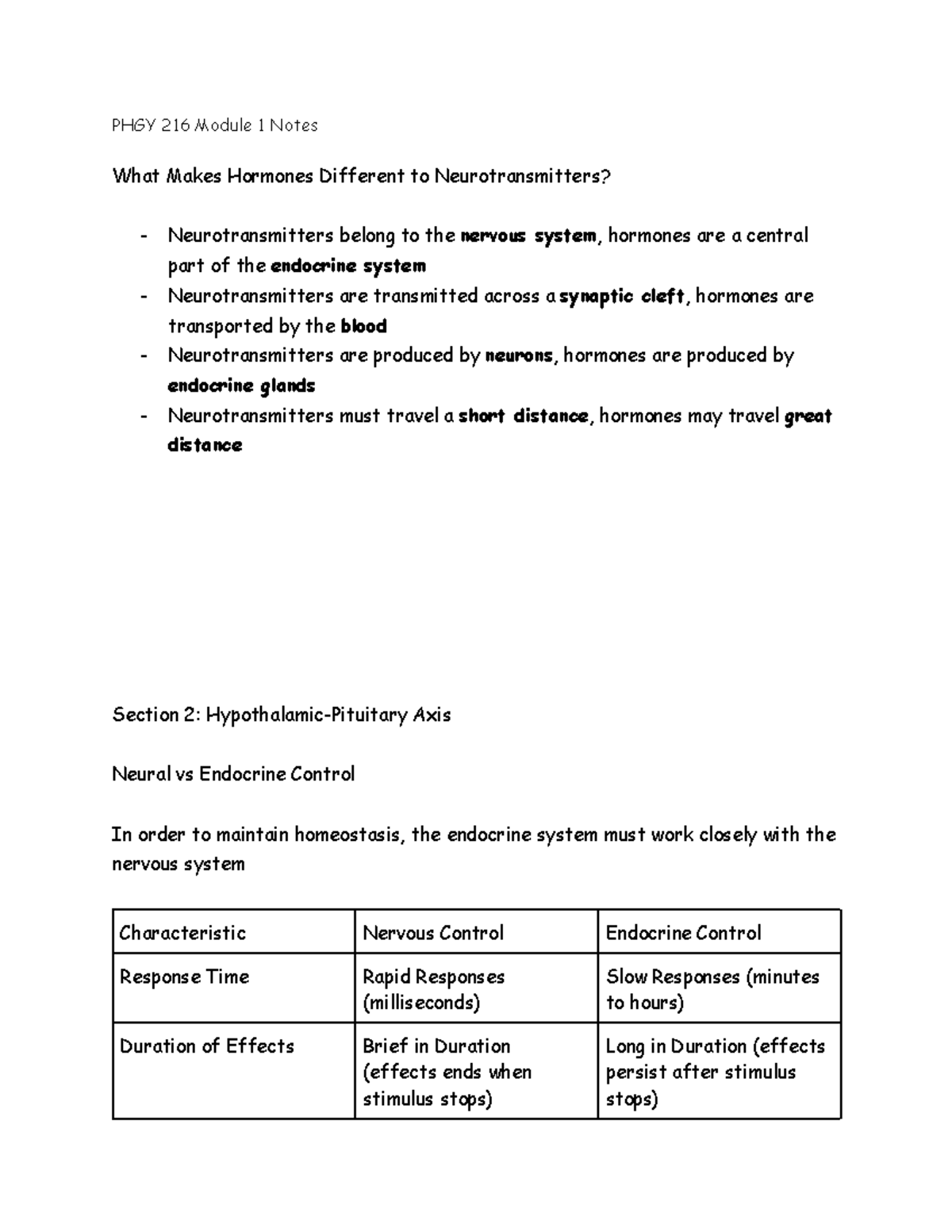 PHGY 216 Module 1 Notes p2 - PHGY 216 Module 1 Notes What Makes ...