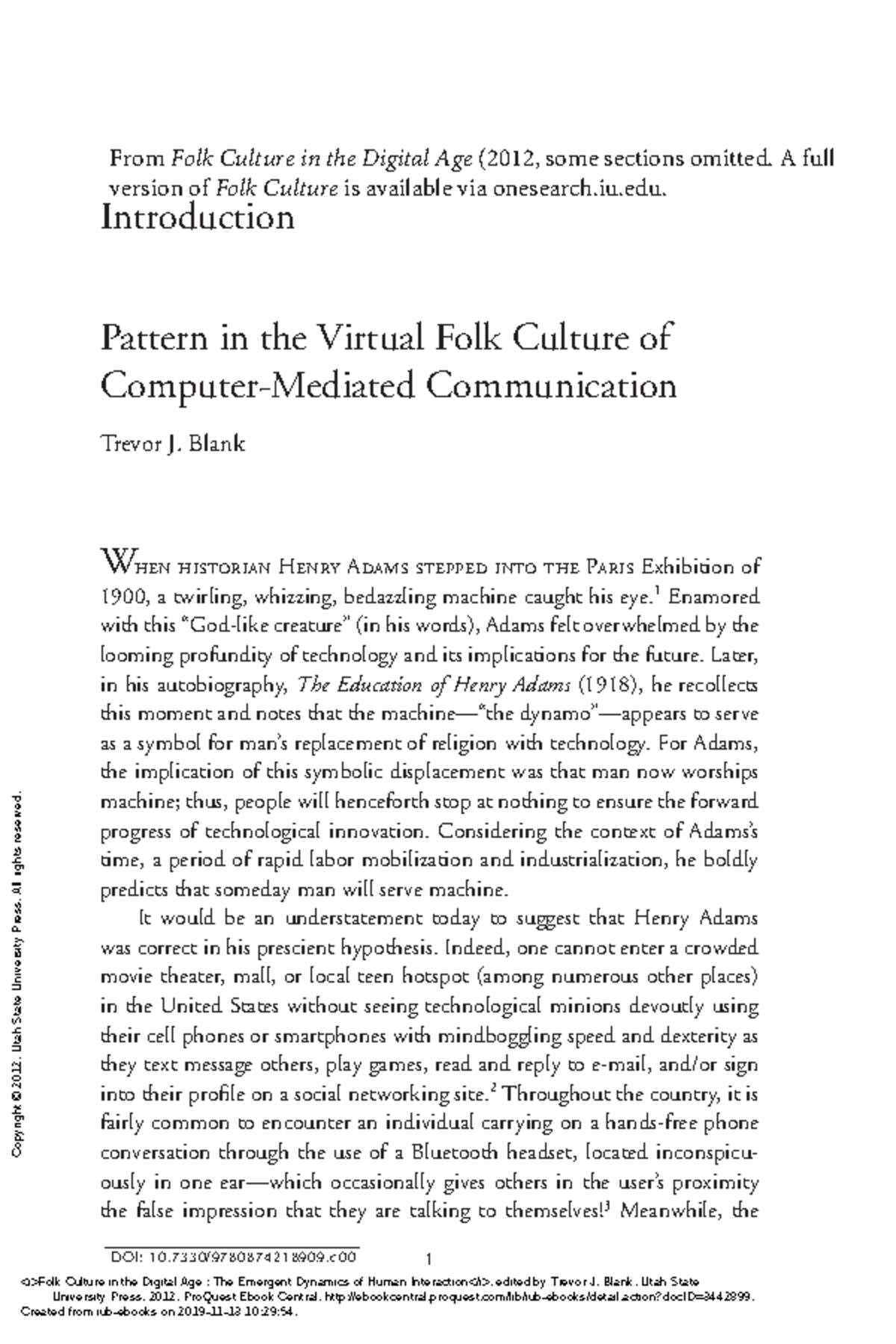 Blank, Folklore and the Internet - DOI: 10.7330/9780874218909 1 ...