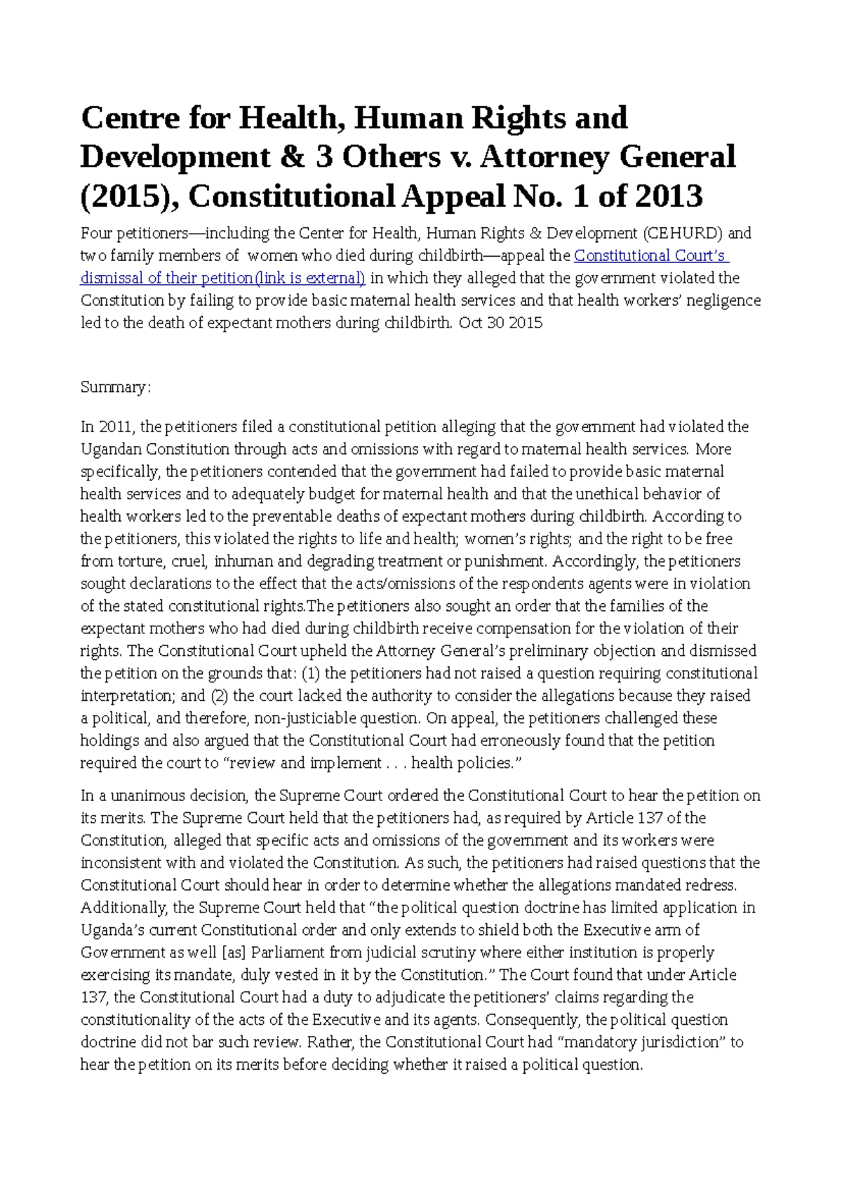 Health n the law - Centre for Health, Human Rights and Development & 3 ...