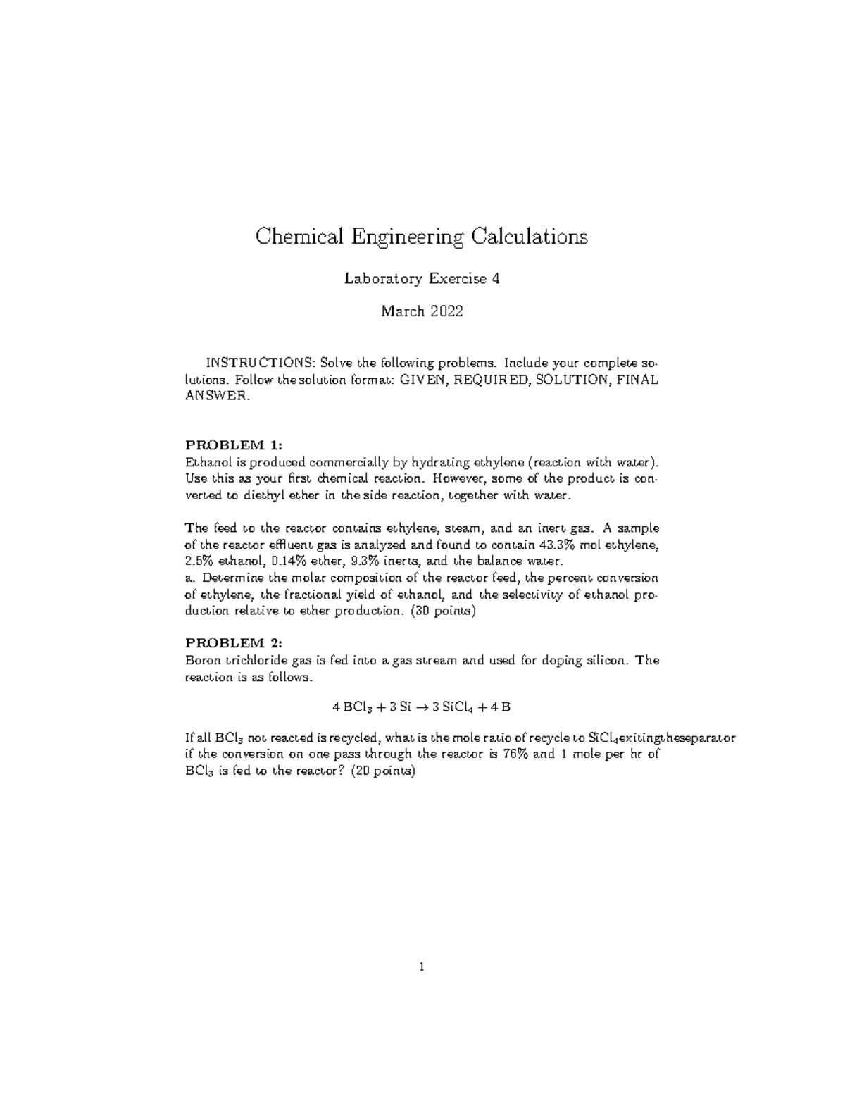Chemical Engineering Cal Lecture 4 Lab Exercise - Chemical Engineering ...