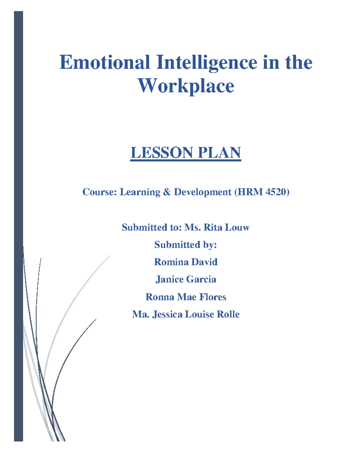 Training Plan - Lesson Plan - Emotional Intelligence in the Workplace ...