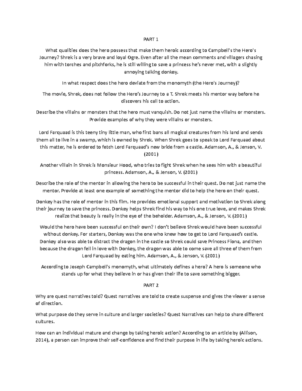 Heros Journey - PART 1 What qualities does the hero possess that make ...