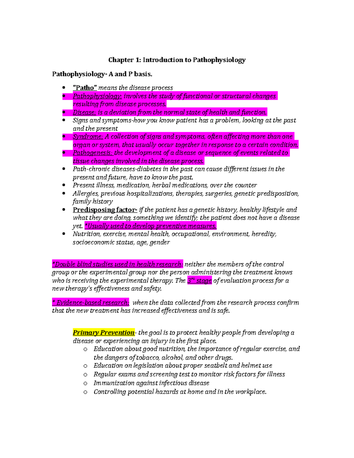 Pathophysiology notes ch 1 2 21 - Chapter 1: Introduction to ...