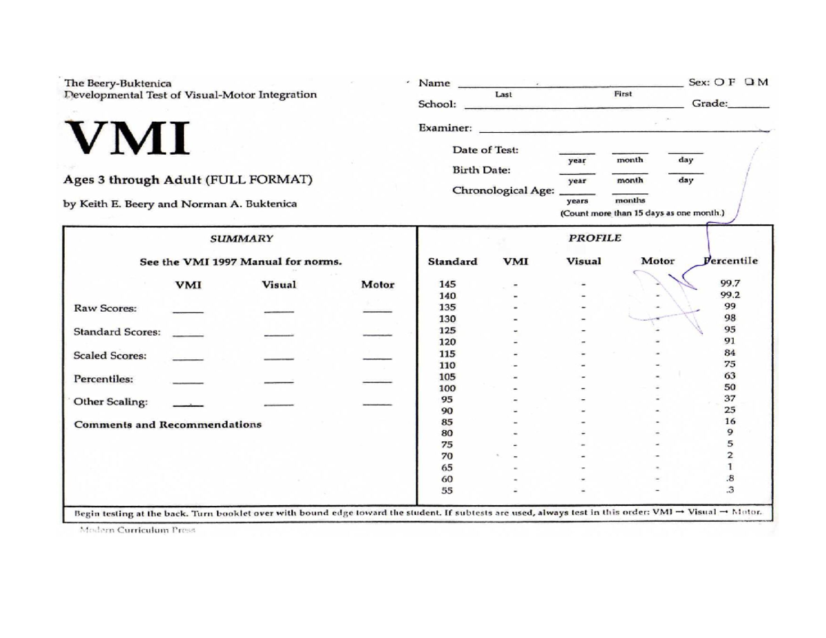 VMI pauta motora para niños - Terapia Ocupacional - UA - Studocu
