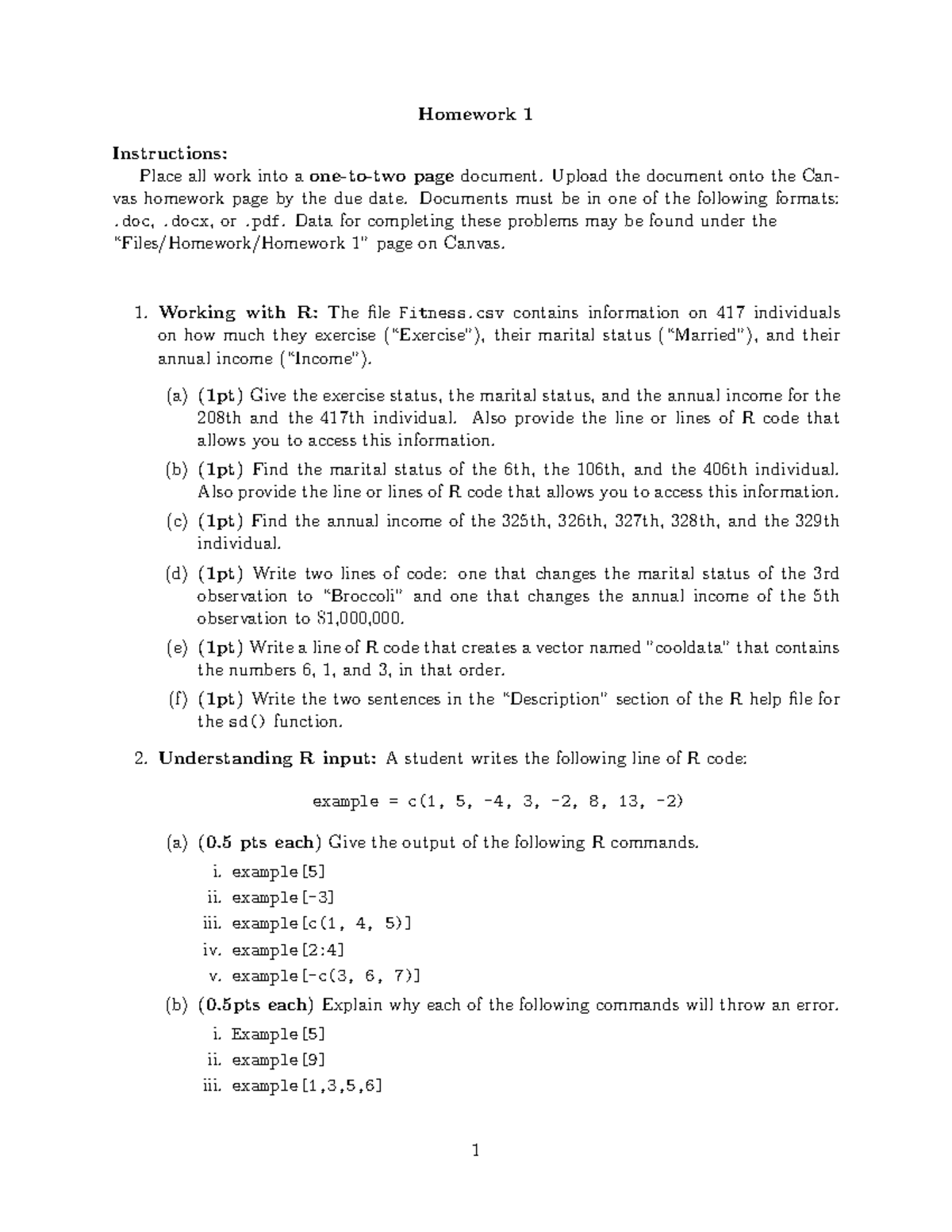 Homework 1Written Doc - Some of the answers - Homework 1 Instructions ...