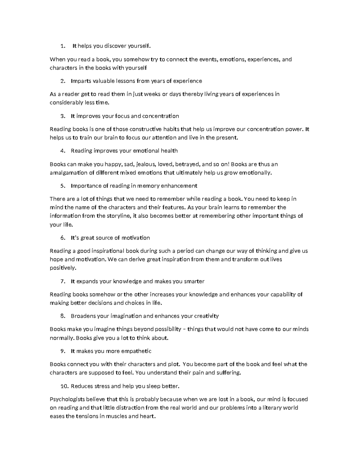 Benefits of reading - It helps you discover yourself. When you read a ...