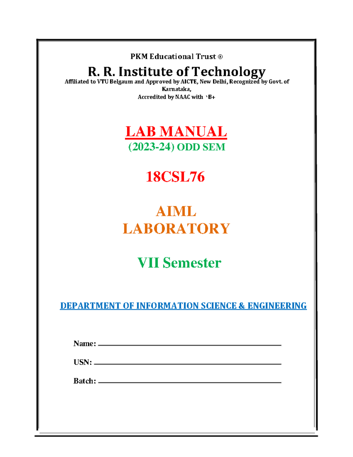 AIML LAB Mannual 7TH SEM - ####### PKM Educational Trust ® R. R ...