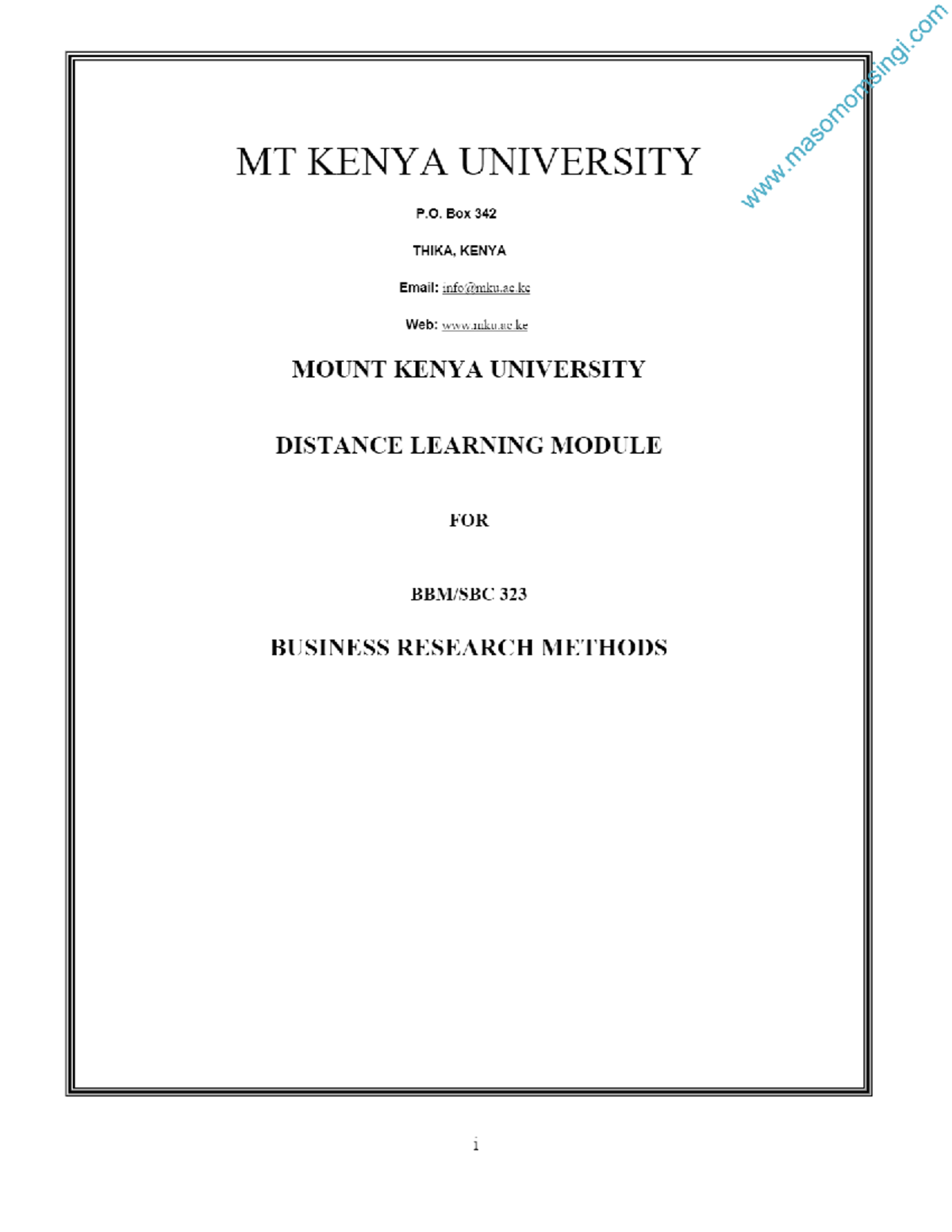 Business Research Methods Mount Kenya University (MKU) Notes PDF ...