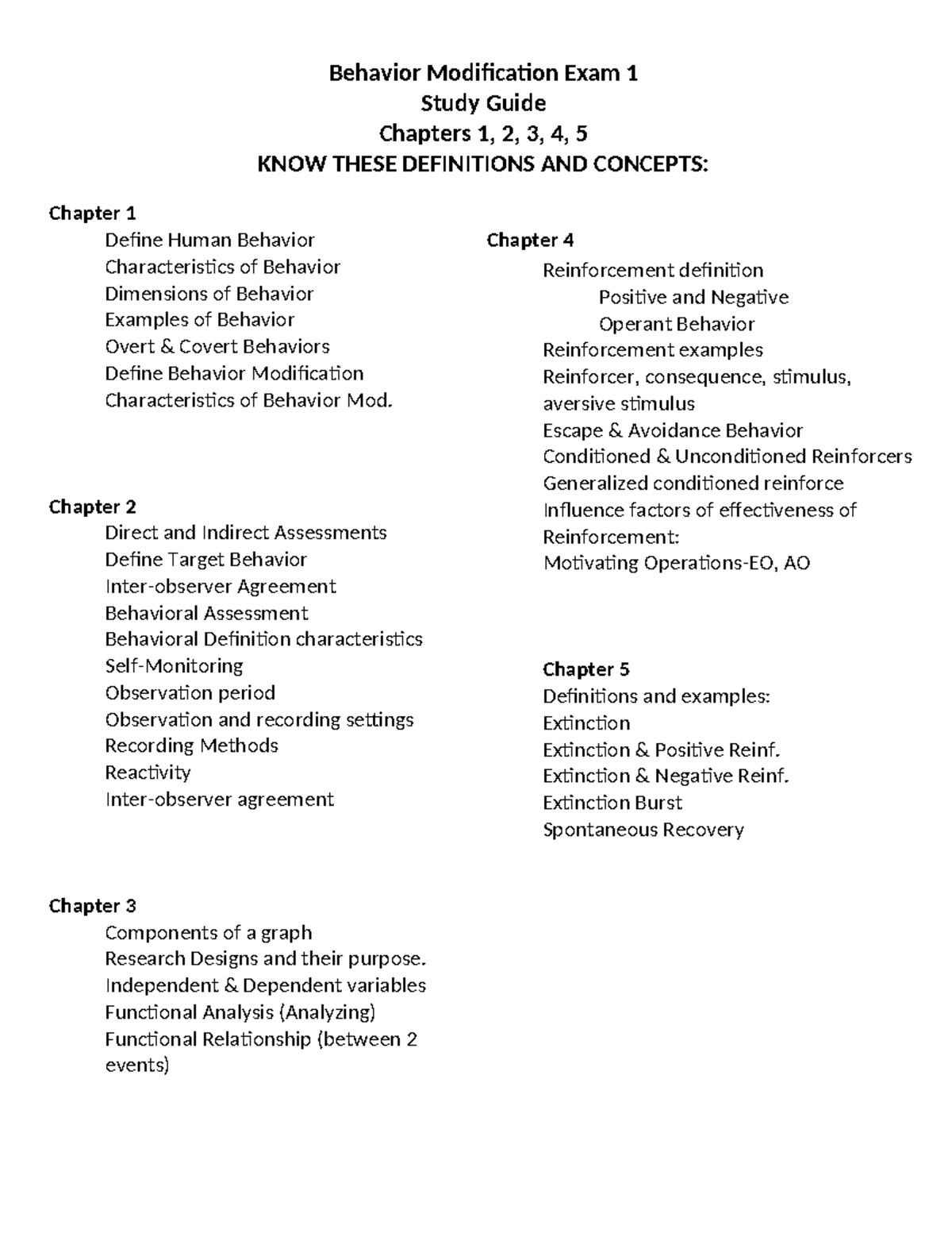 1 Study Guide Exam 1 (5) - This is - Behavior Modification Exam 1 Study ...