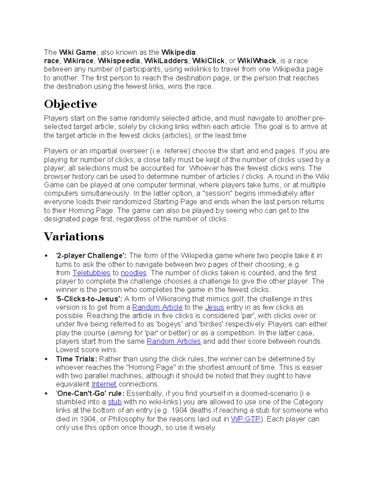 The - akjsa kasjasj a - The Wiki Game, also known as the Wikipedia race ...