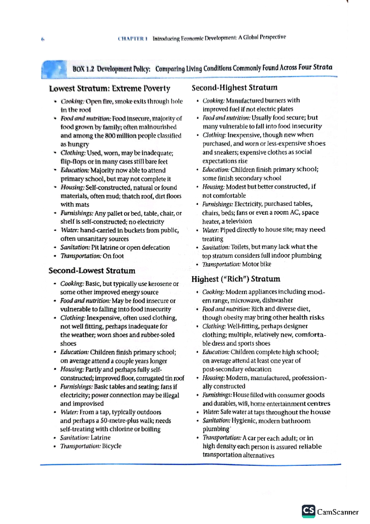 Living Conditions Across Four Strata - CHAPTER I Introducing Economic ...