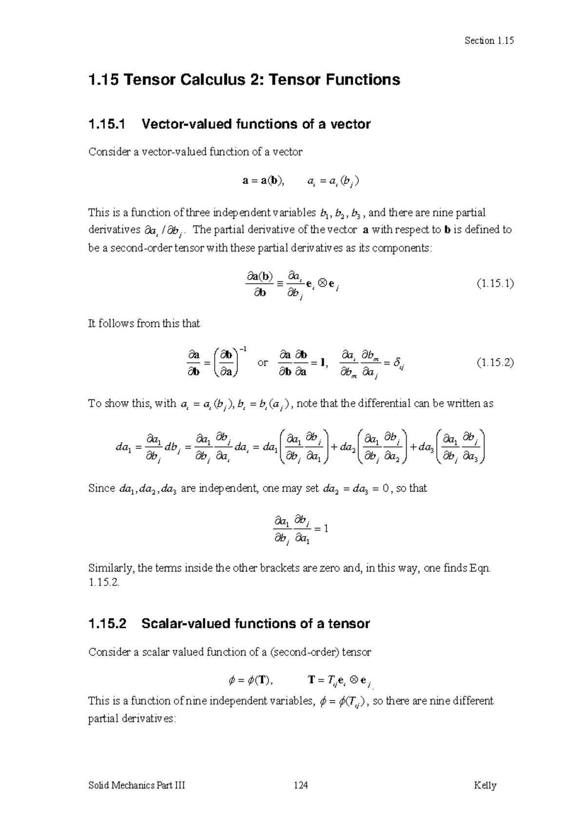 1.15 Tensor Calculus 2 - 1 Tensor Calculus 2: Tensor Functions 1.15 ...