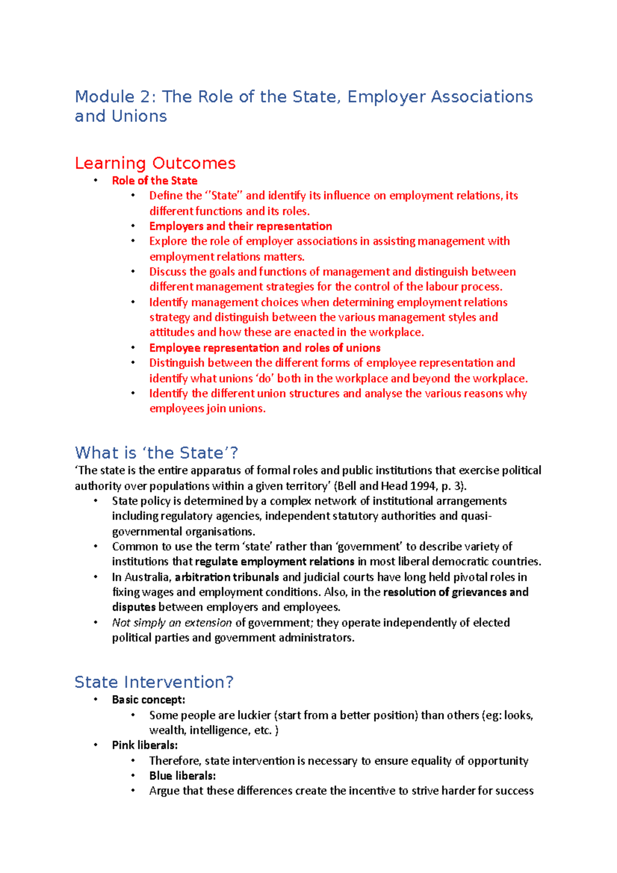 Module 2 The Role of the State, Employer Associations and Unions ...