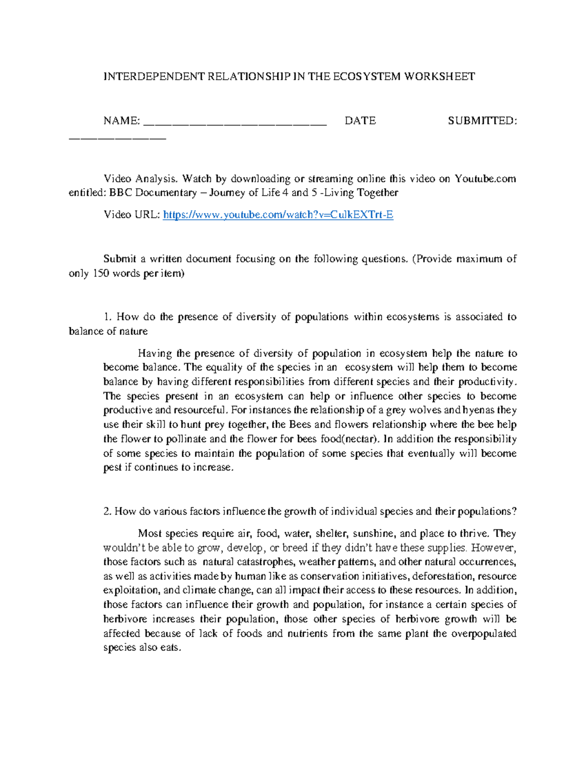 Mathematics science Lesson 3 - INTERDEPENDENT RELATIONSHIP IN THE ...