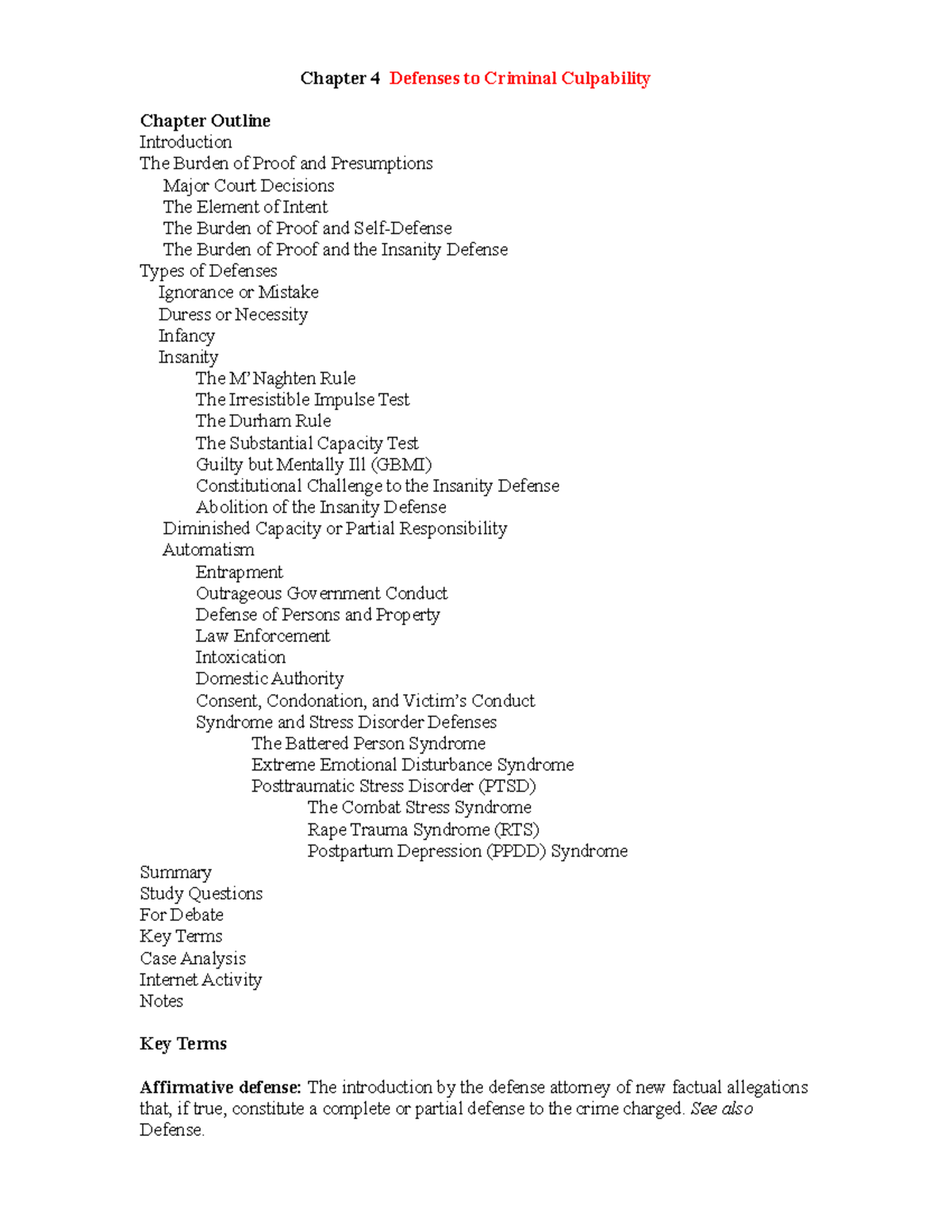 Ch04 Defenses To Criminal Culpability Chapter 4 Defenses To Criminal ch04-defenses-to-criminal-culpability-chapter-4-defenses-to-criminal