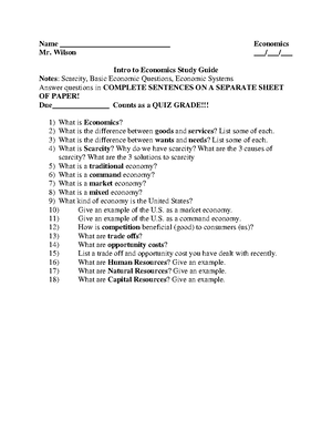 V22 Econ Mod 1 Exam Review Guide - V22 Economics: Module 1 Exam Review ...