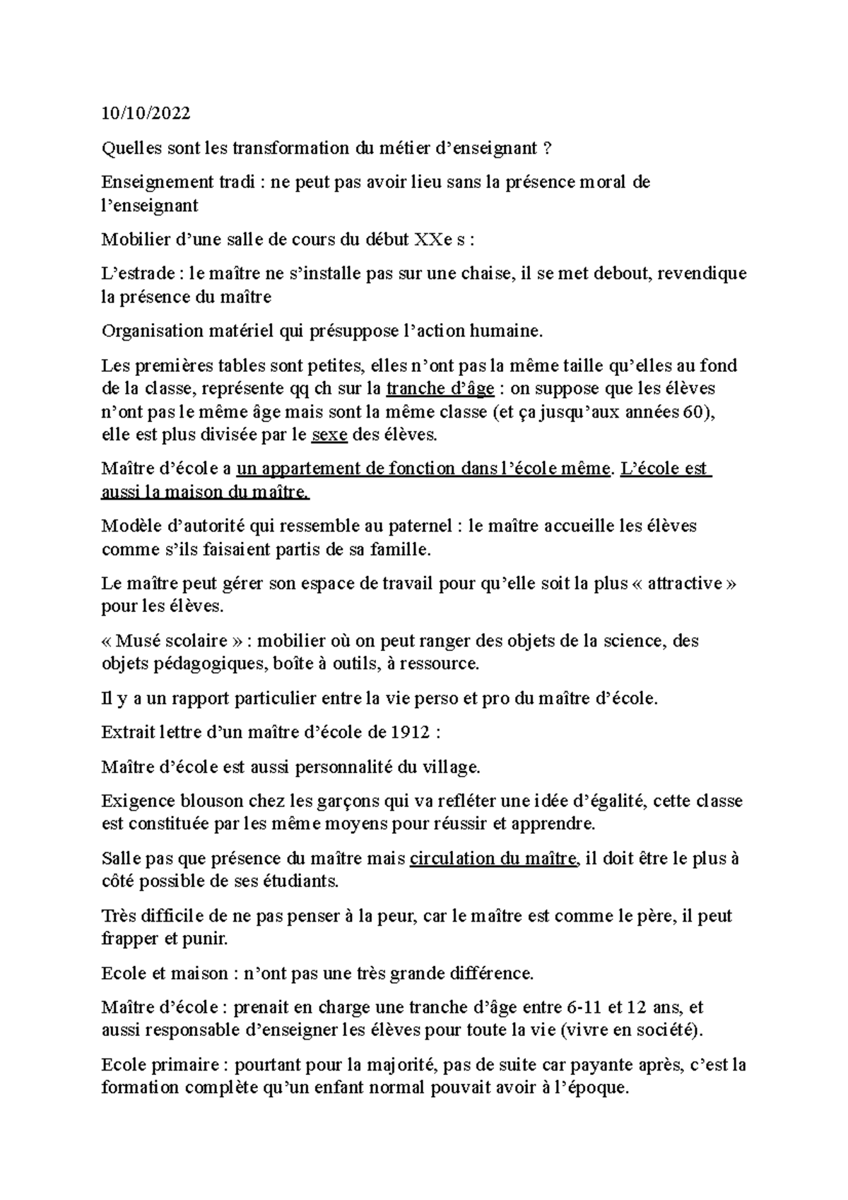 CM 5 mineure SDE Tiego - 10/10/ Quelles sont les transformation du ...