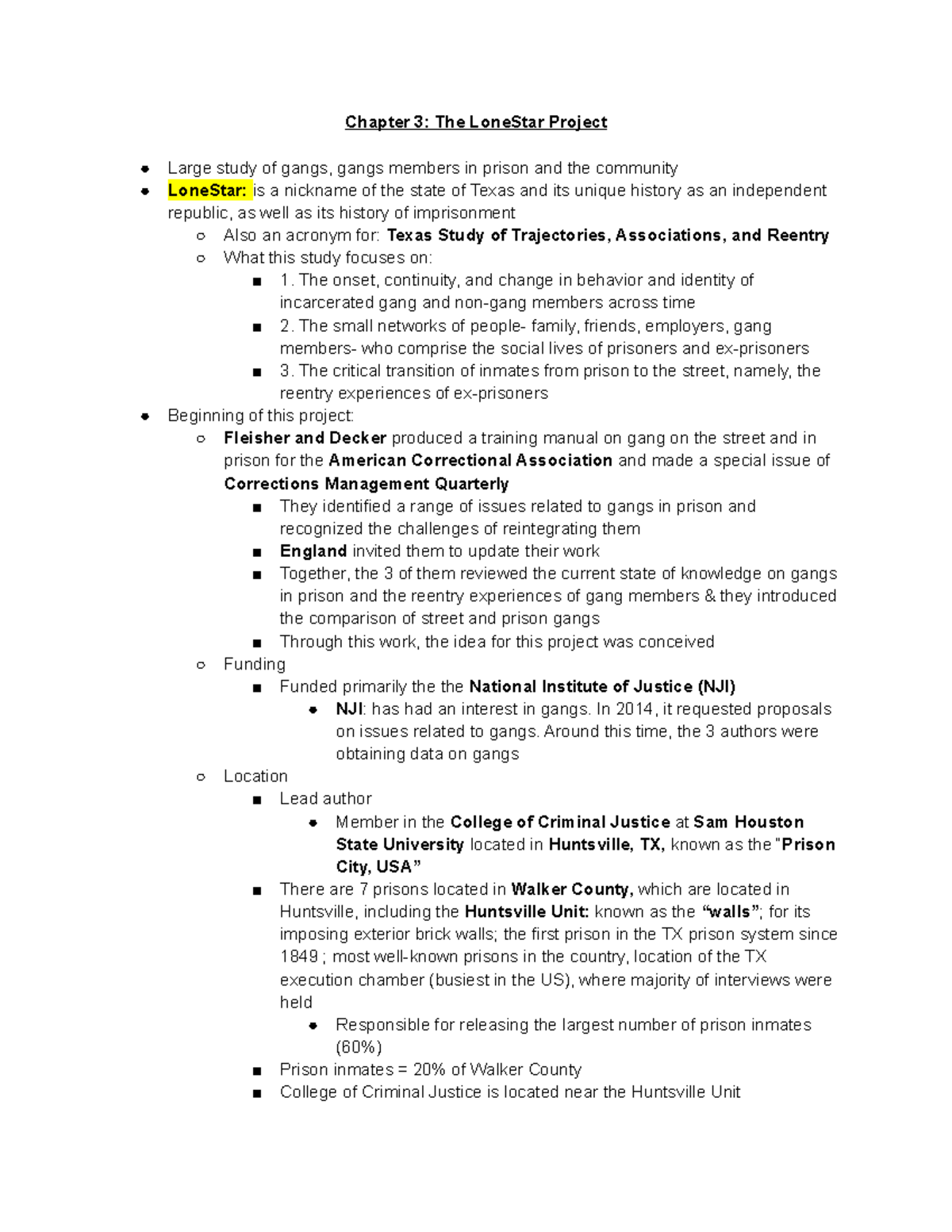 Chapter 3 The Lone Star Project - The onset, continuity, and change in ...