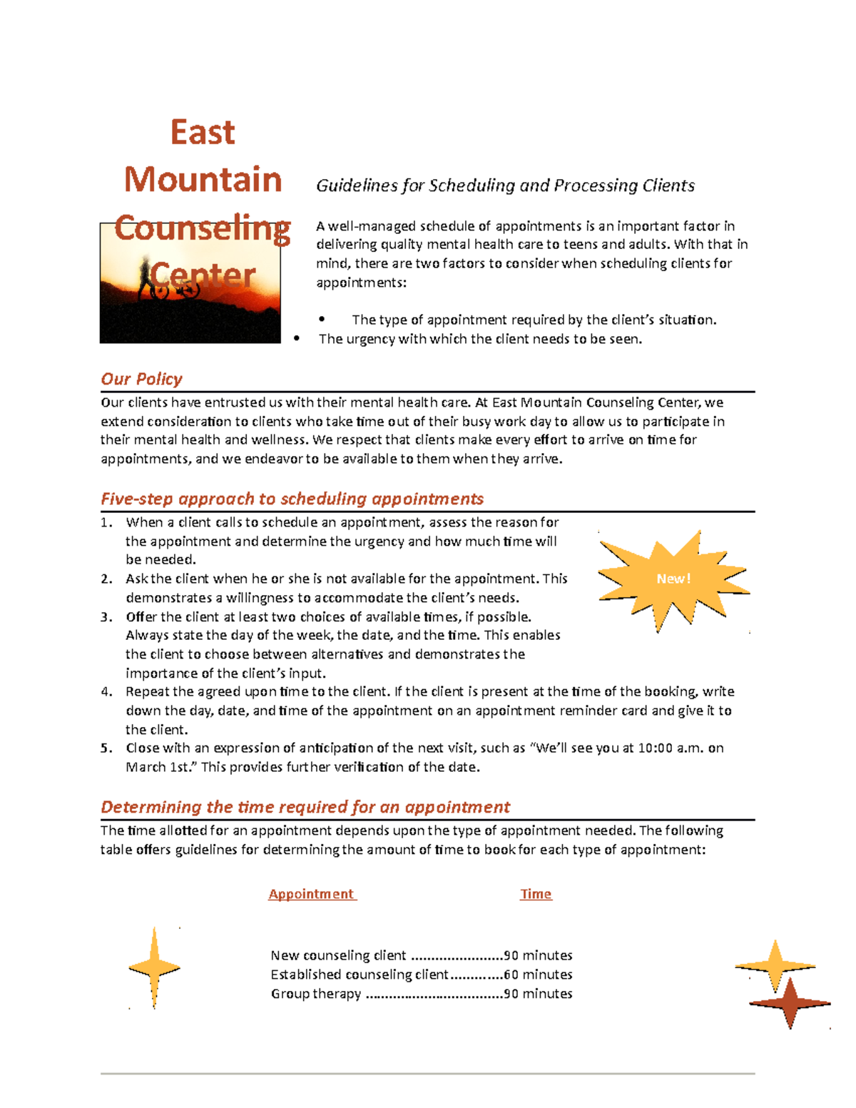 East Mountain - In class homework and step by step - Guidelines for ...