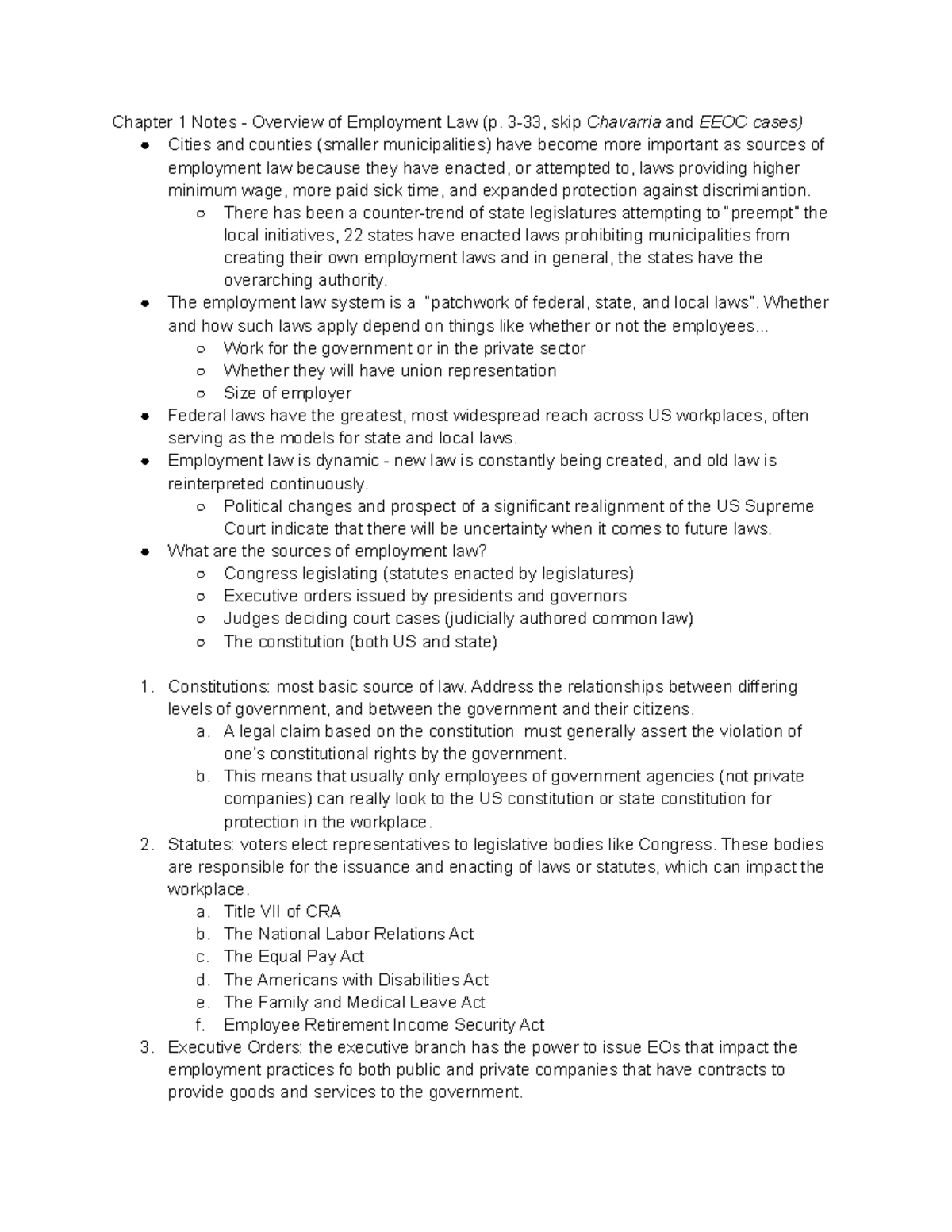 LEGL6500 Notes over Test 1 and Study Guide 2 - Chapter 1 Notes ...