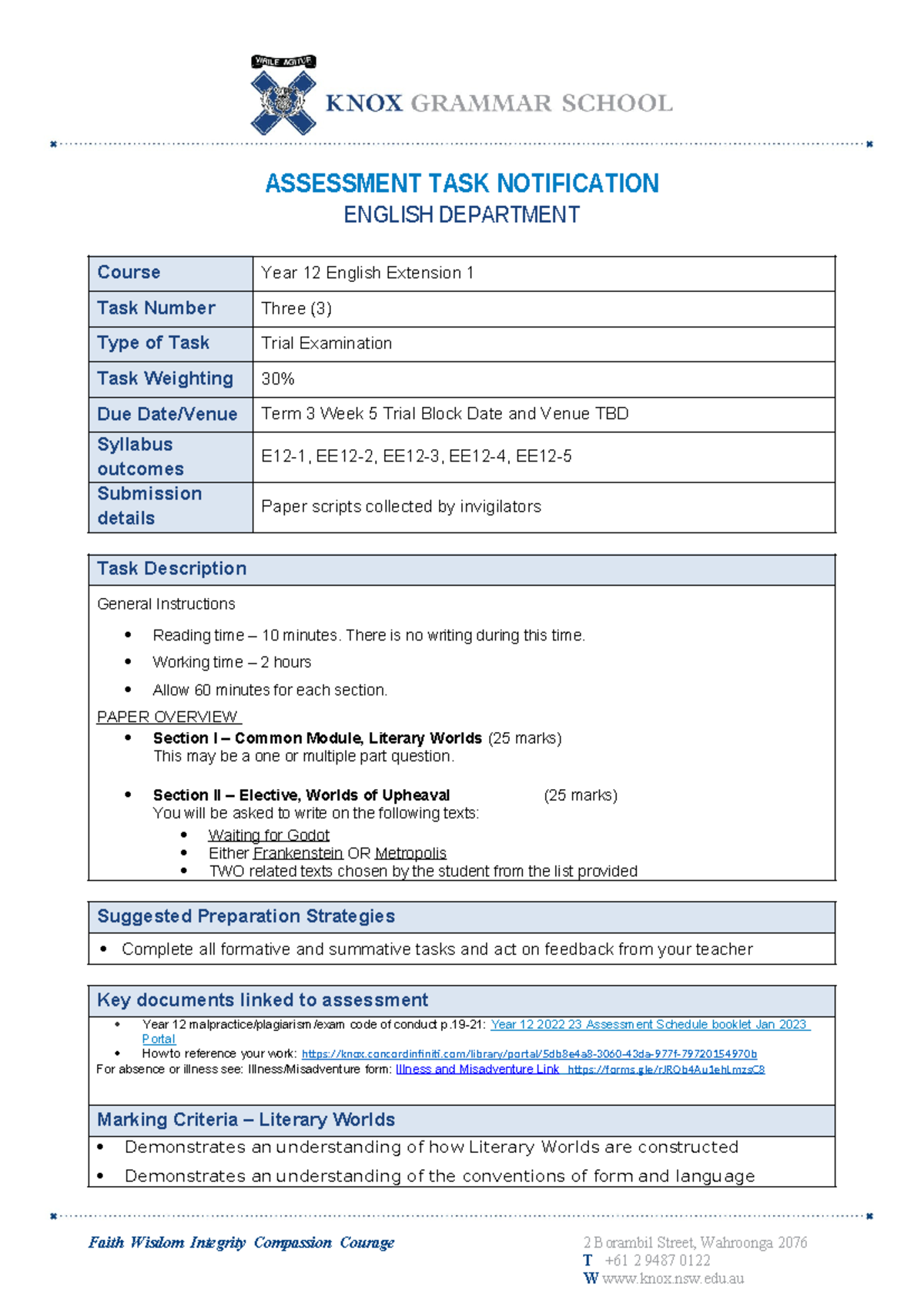 12Ext1English Task 3 Trialnotification 2023 - ASSESSMENT TASK ...