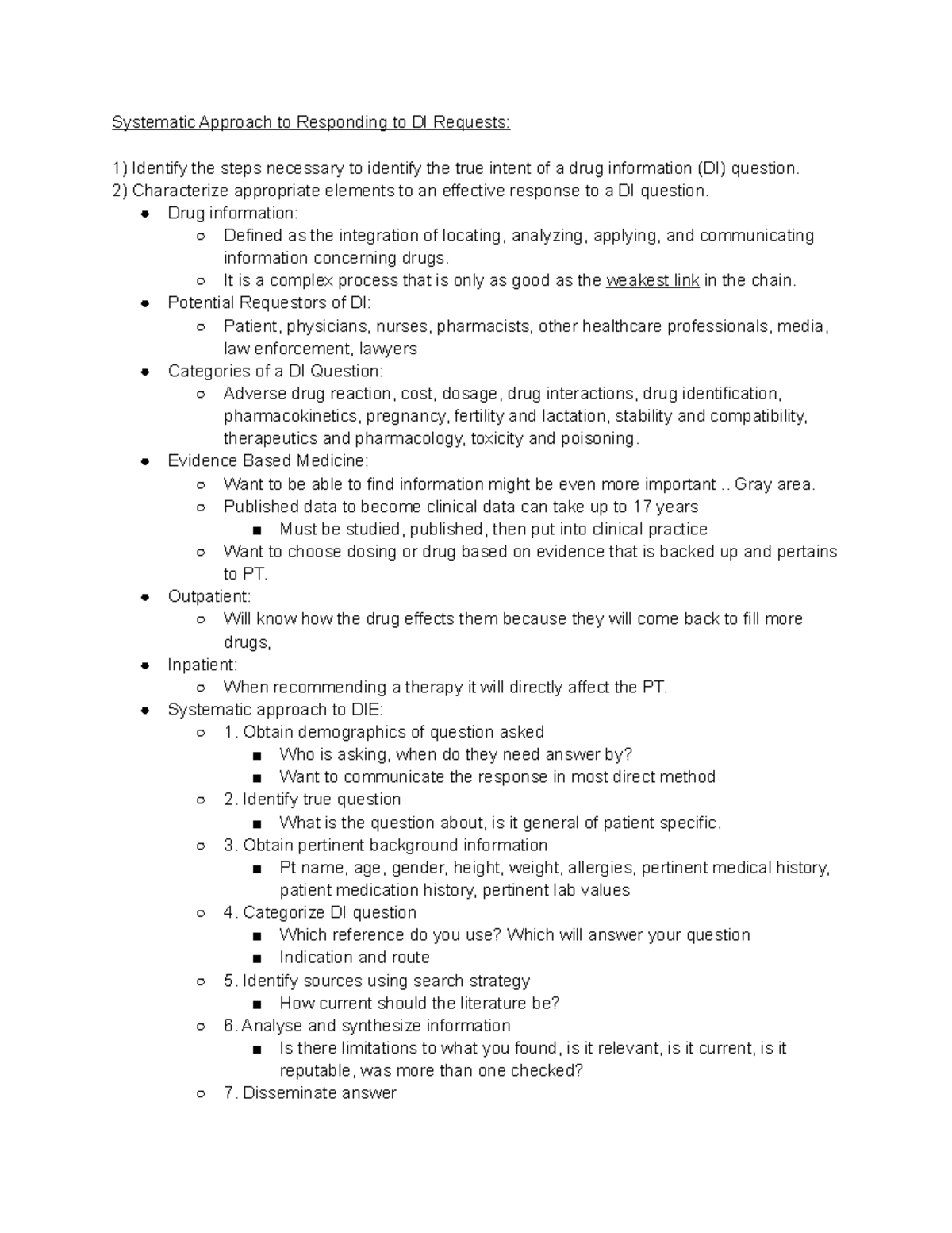 Drug Lit - N/A. - Systematic Approach to Responding to DI Requests ...