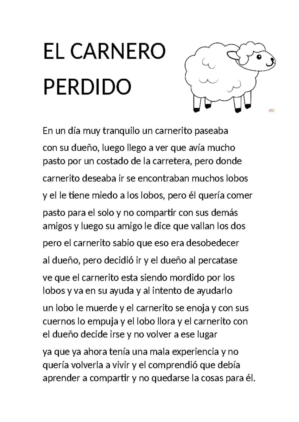 EL Carnero - asda - EL CARNERO PERDIDO En un día muy tranquilo un ...