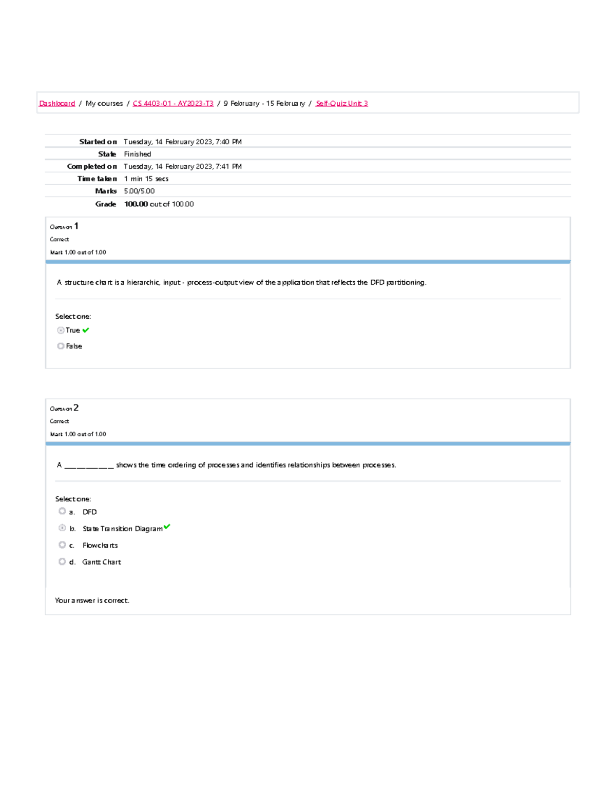 Quiz3 - Practice Quiz 3 - Started on Tuesday, 14 February 2023, 7:40 PM ...