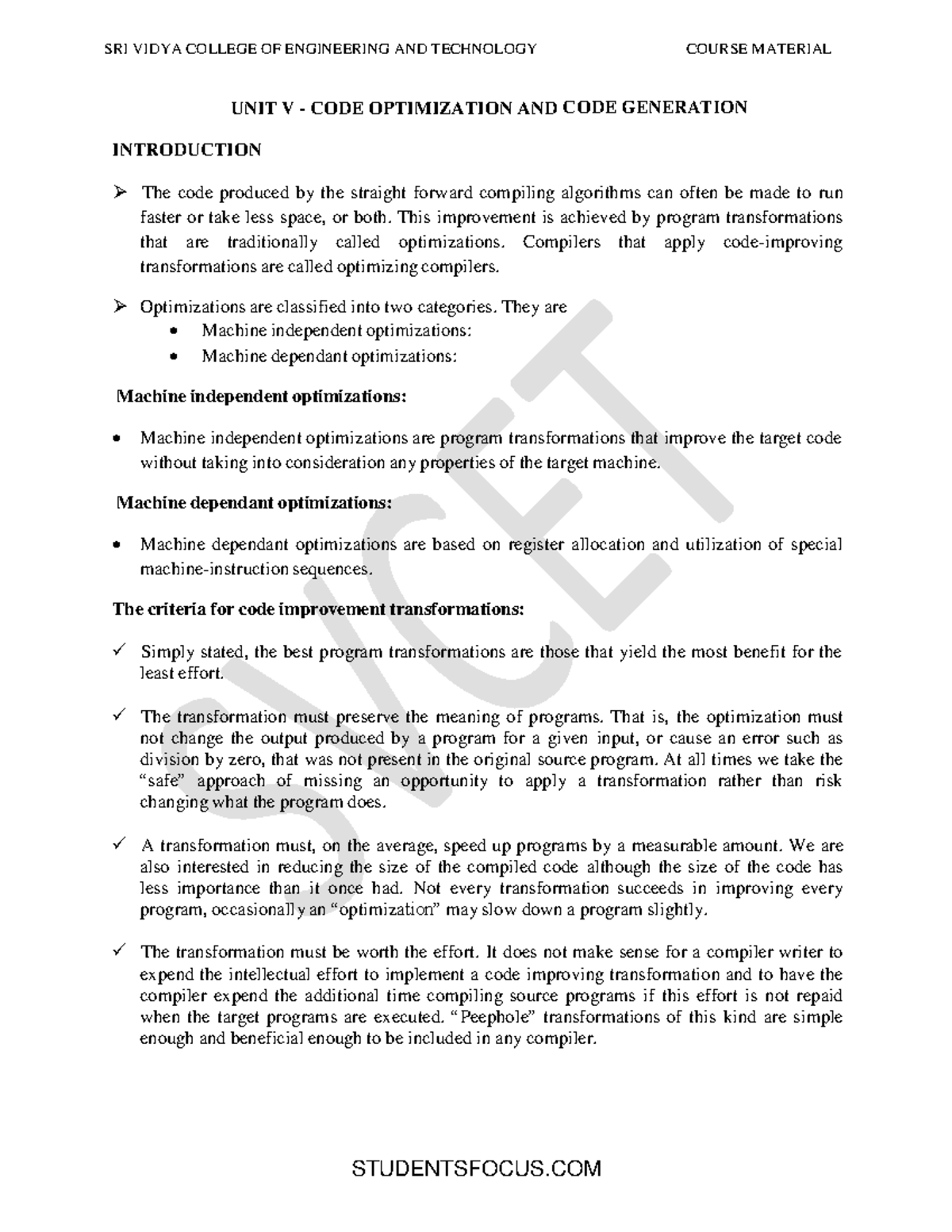 104635 - Compiler design - SRI VIDYA COLLEGE OF ENGINEERING AND ...