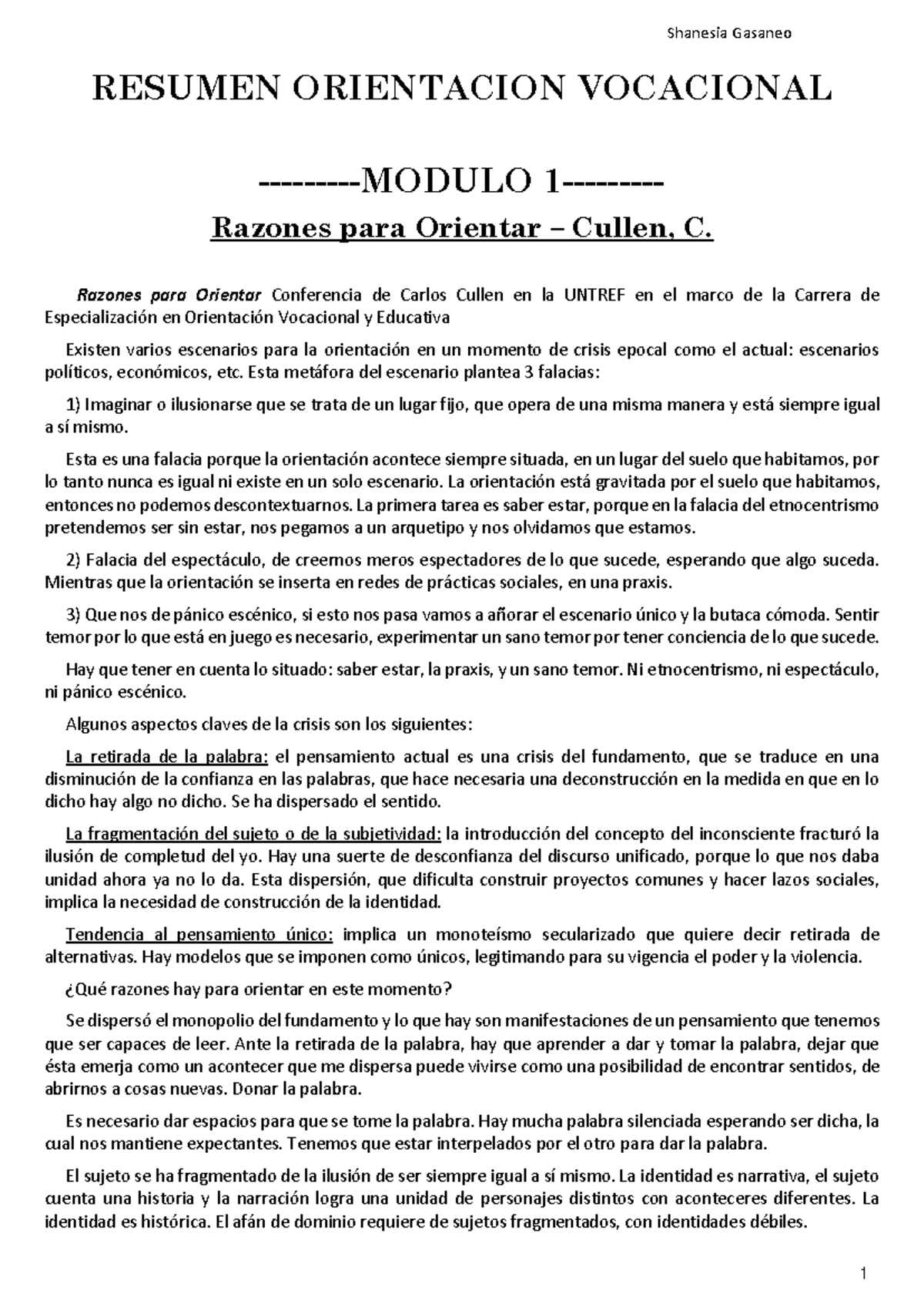 Resumen Orientacion Vocacional - RESUMEN ORIENTACION VOCACIONAL -MODULO ...