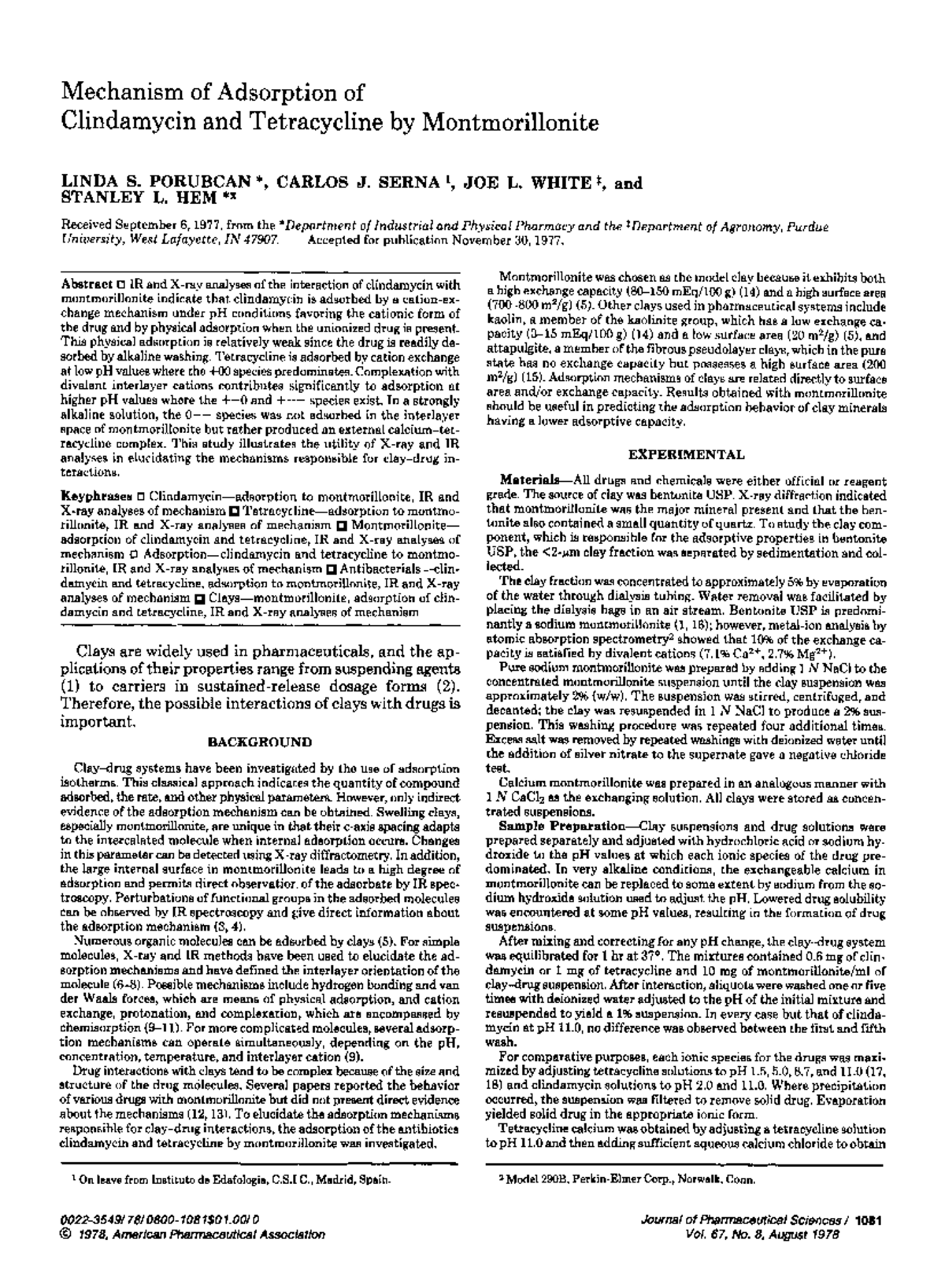 Mechanism of adsorption of clindamycin a - Mechanism of Adsorption of ...
