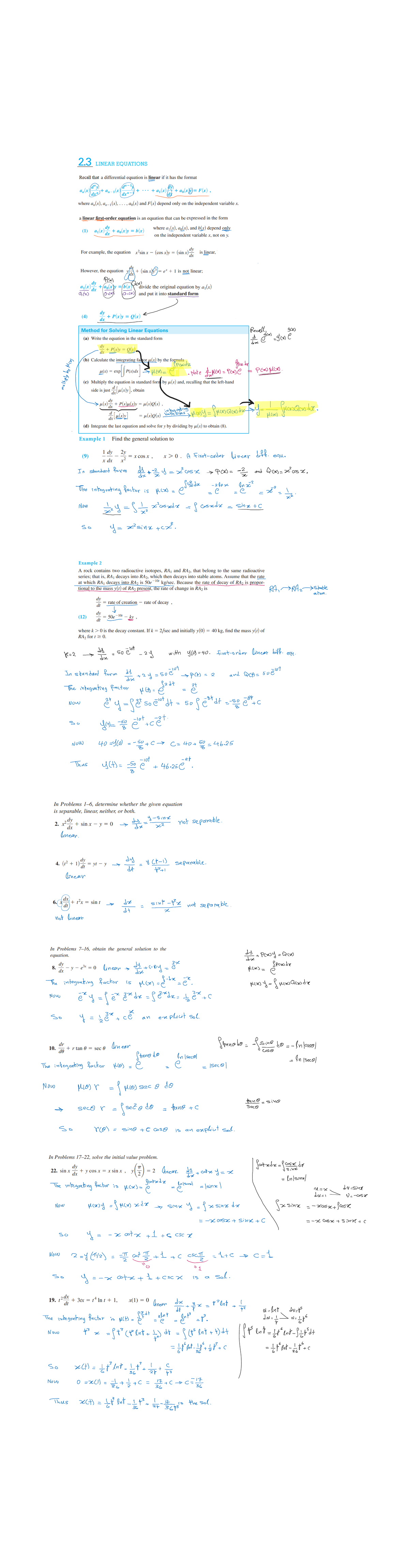 Notes Sec 2.3 Lin Eqs - 2 - Jnncklspjc - 2 LINEAR EQUATIONS Recall that ...